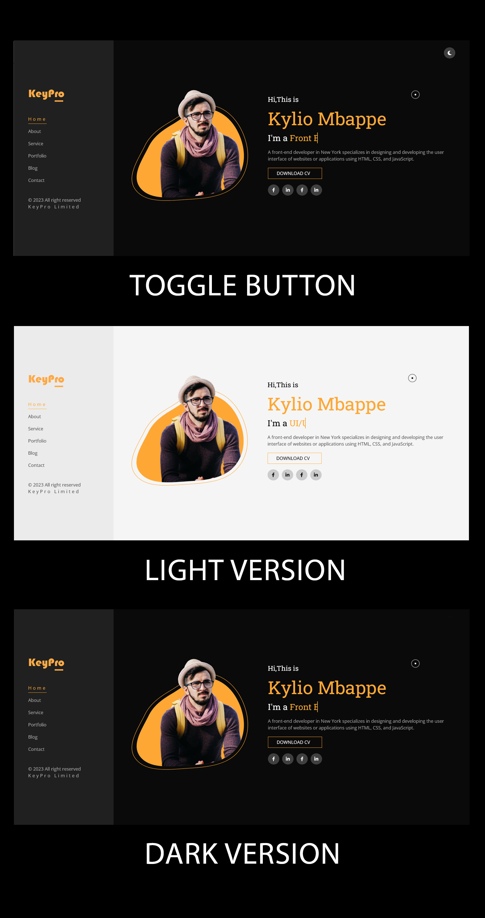 Keypro Personal Portfolio HTML Resume Template