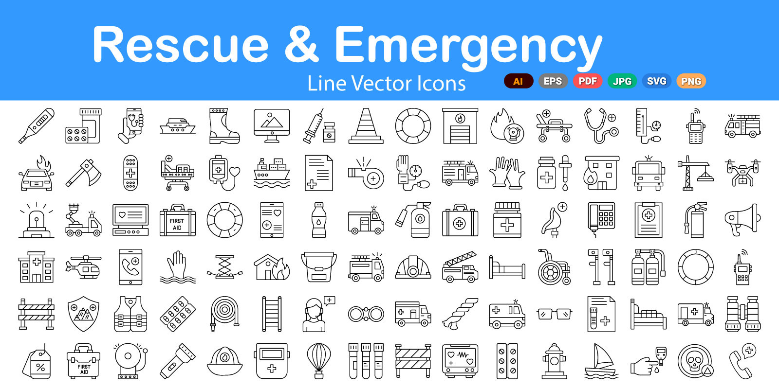Rescue Emergency Icons Pack | AI | SVG | EPS