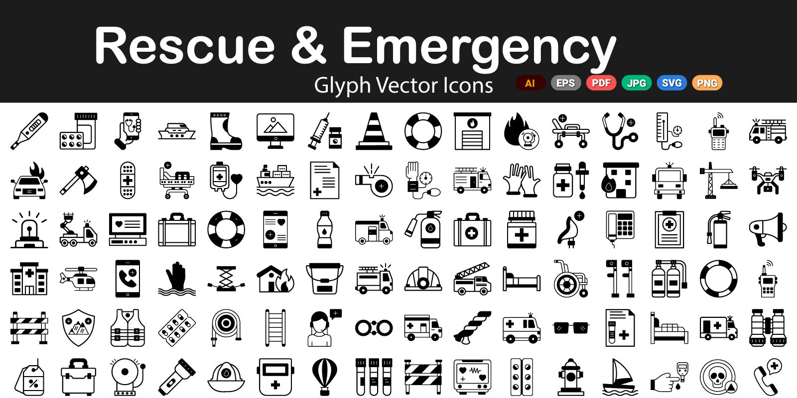 Rescue Emergency Vector Icons Pack | AI | SVG | EPS