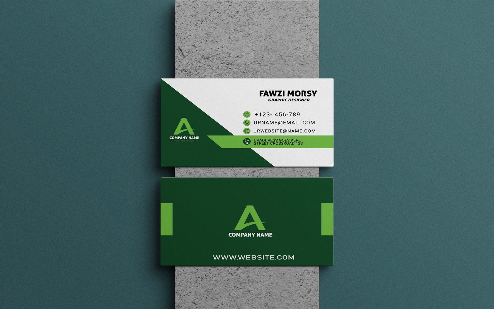 Green Business Card Design Template and ready for print