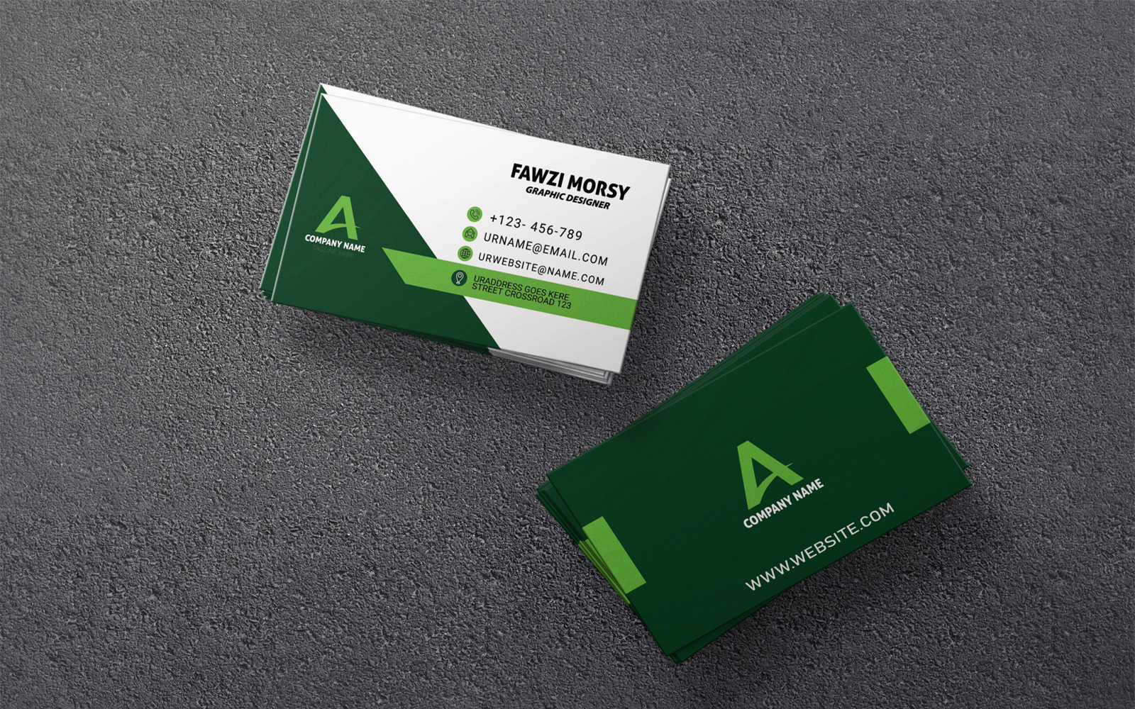 Green Business Card Design Template and ready for print