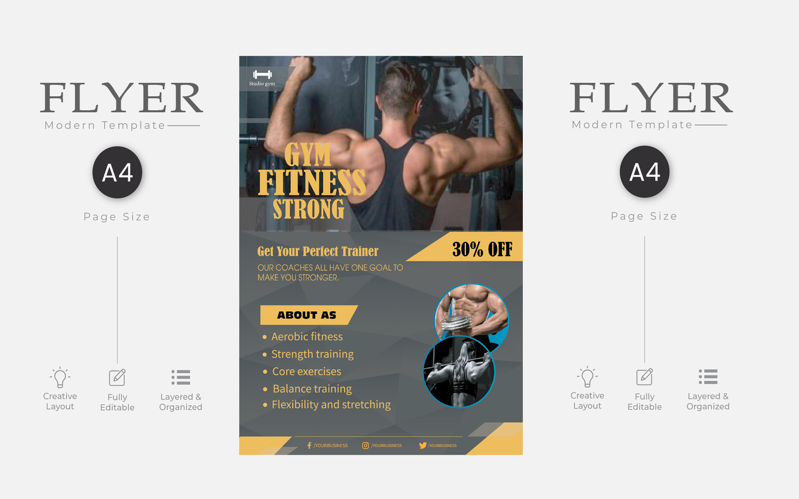 Training and Fitness Gym Flyer Design - TemplateMonster