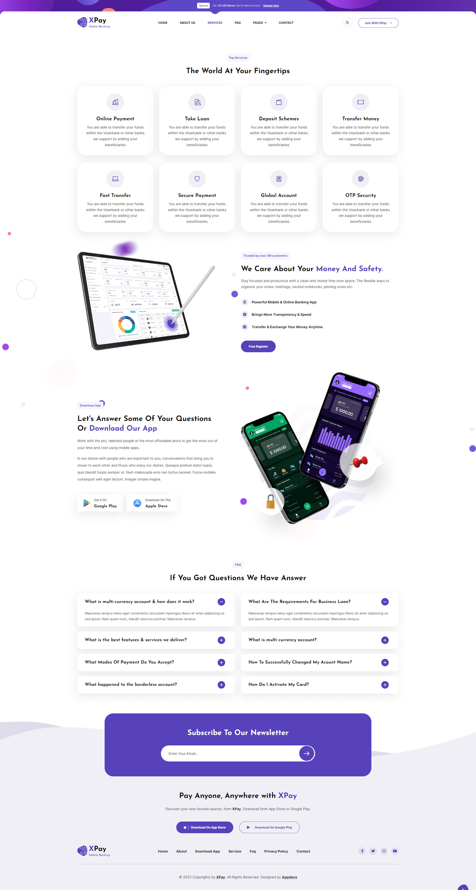 XPay - Mobile Banking E Wallet Platform HTML Template