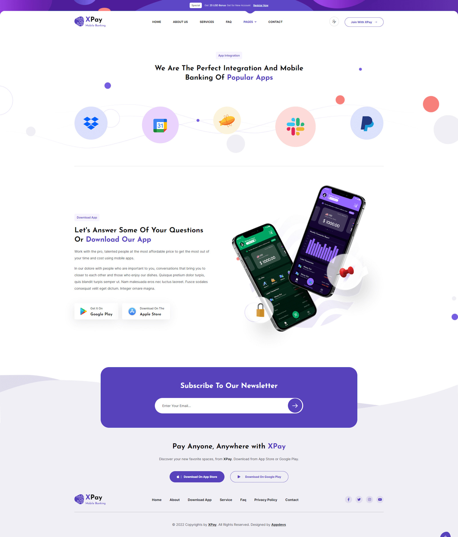 XPay - Mobile Banking E Wallet Platform HTML Template
