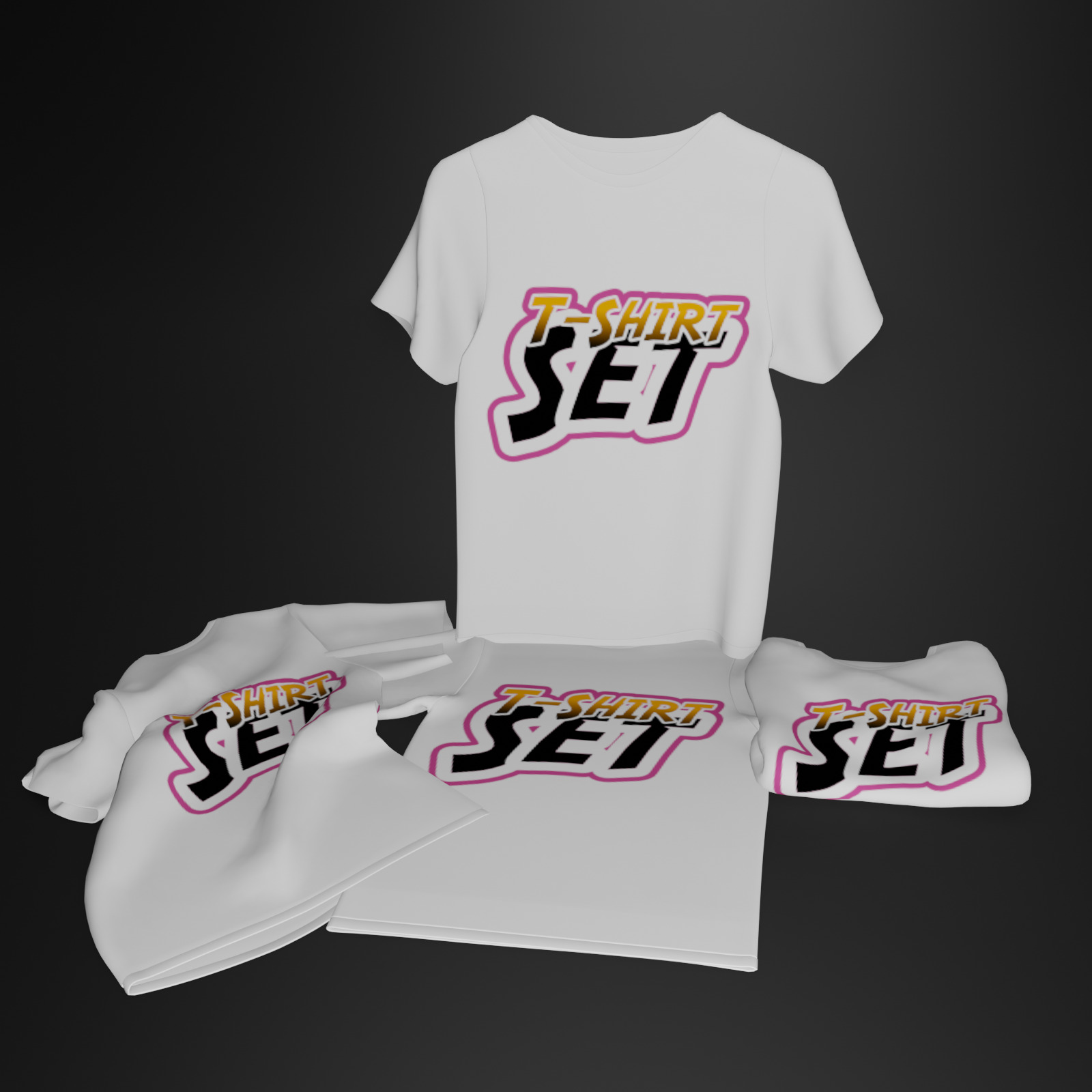 3D T-Shirt Set Model - made in blender - TemplateMonster
