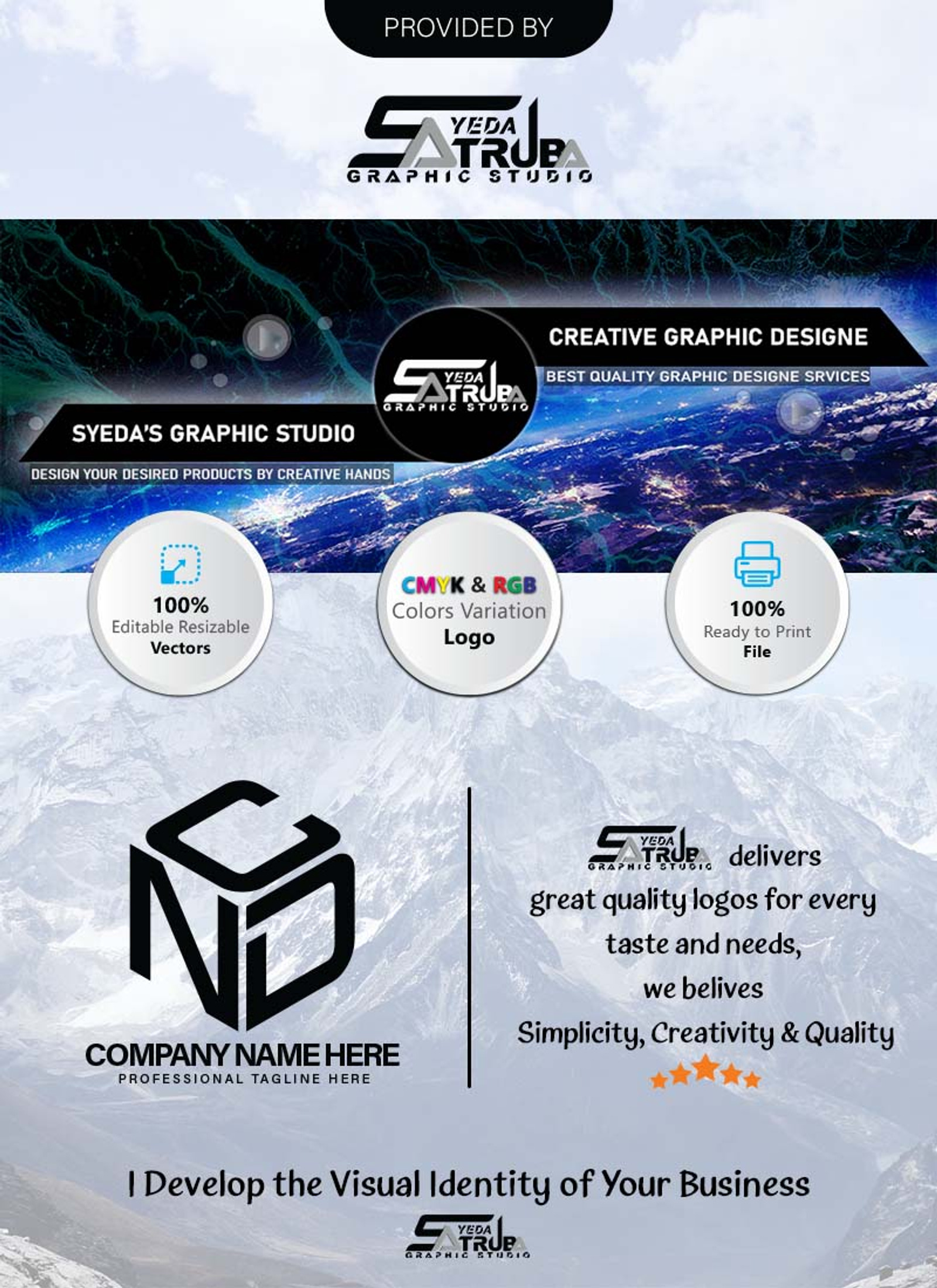 NDC three letters creative logo with hexagon - Brand Identity