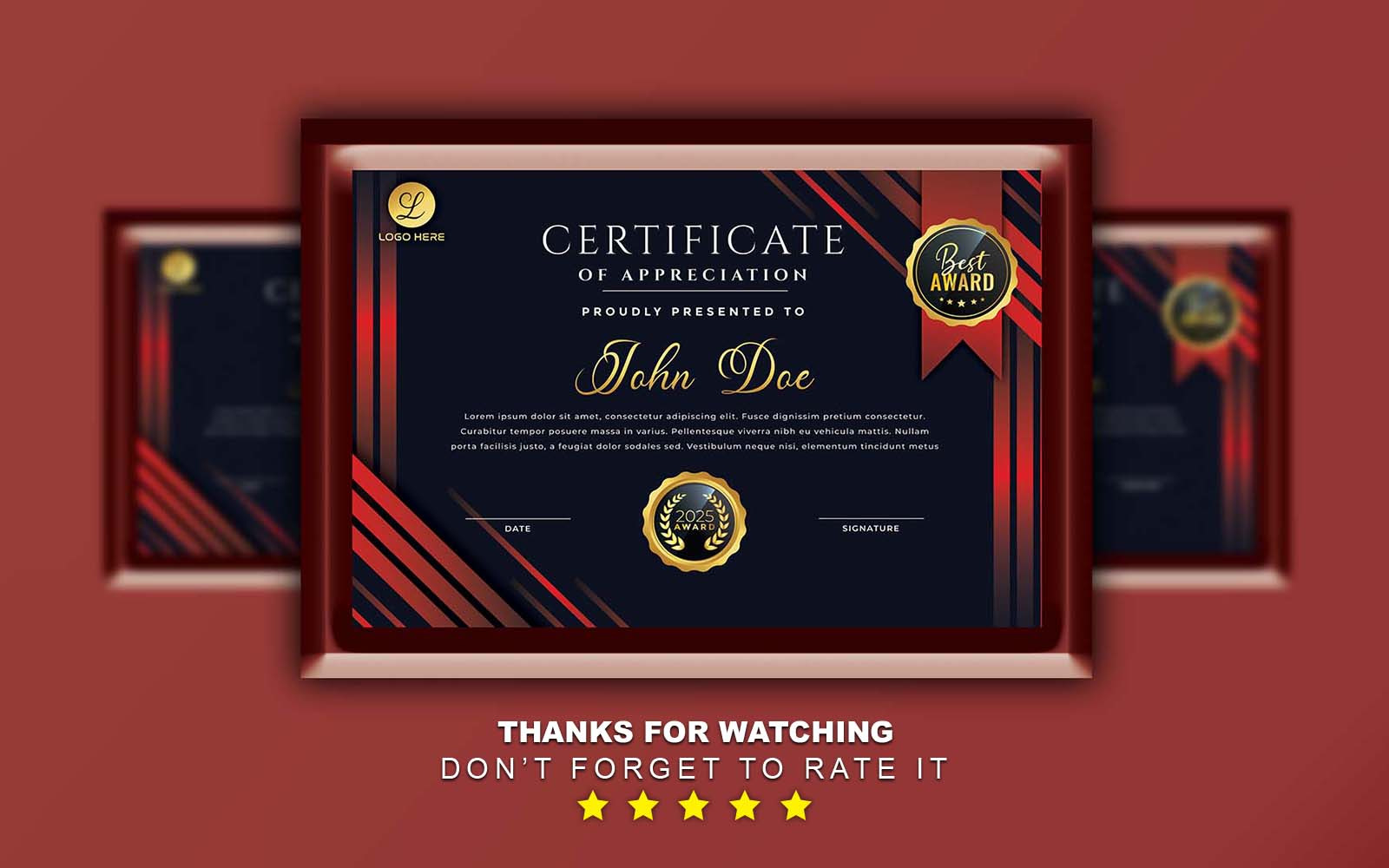 Luxury Black Smart looking Rank - Certificate Template