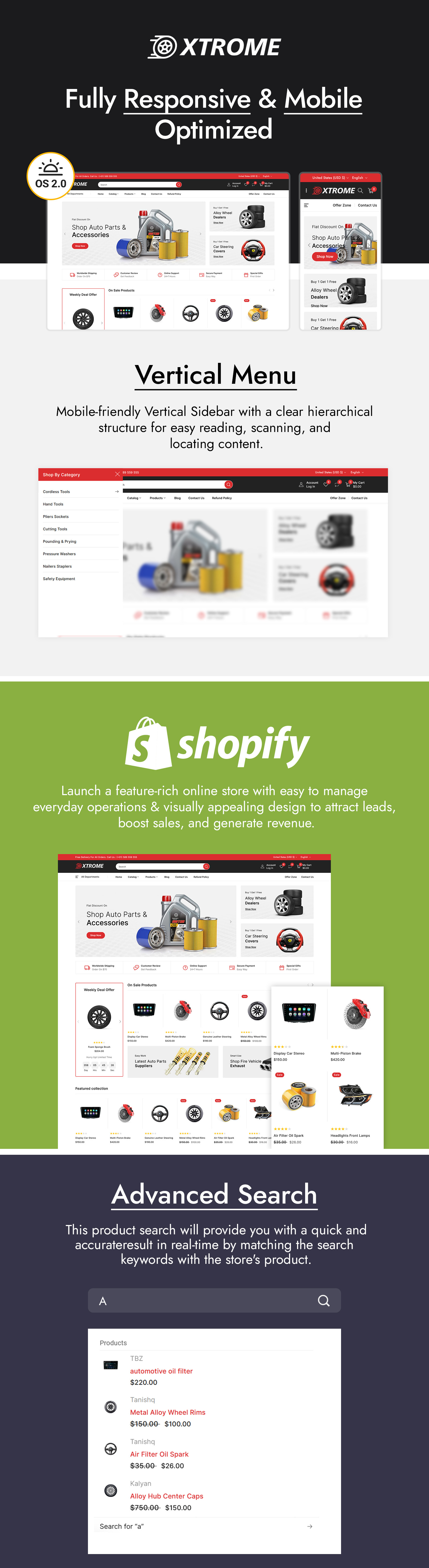 Xtrome - Auto & Spare Parts Store Shopify Theme