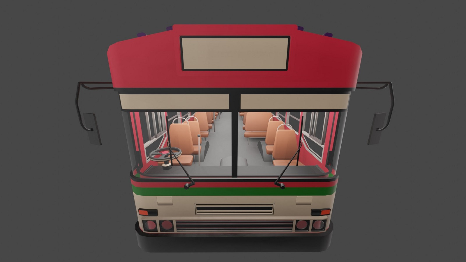 Low - Poly Thai City Bus Red Green White Color Model