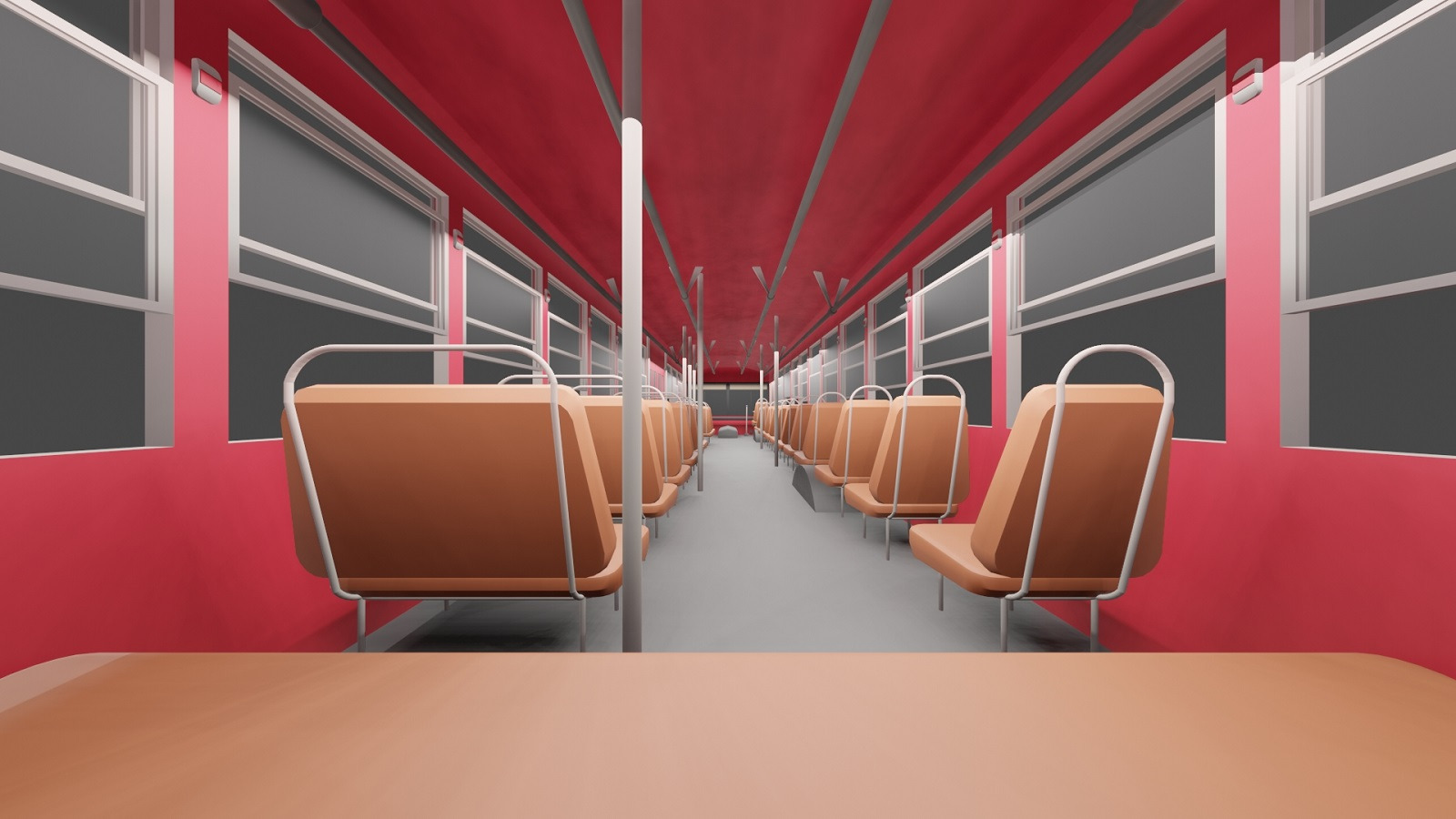 Low - Poly Thai City Bus Red Green White Color Model