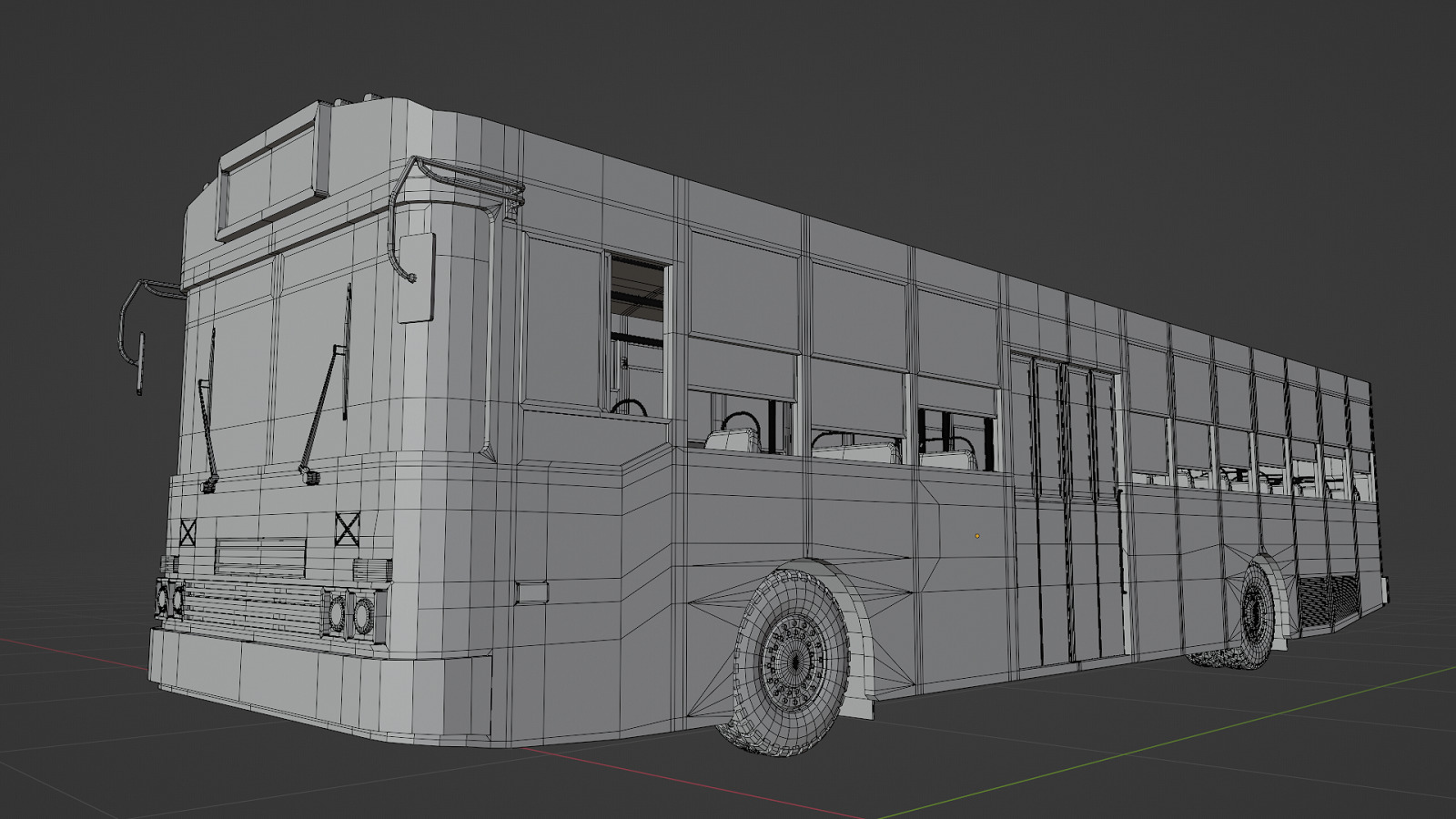 Low - Poly Thai City Bus Red Green White Color Model
