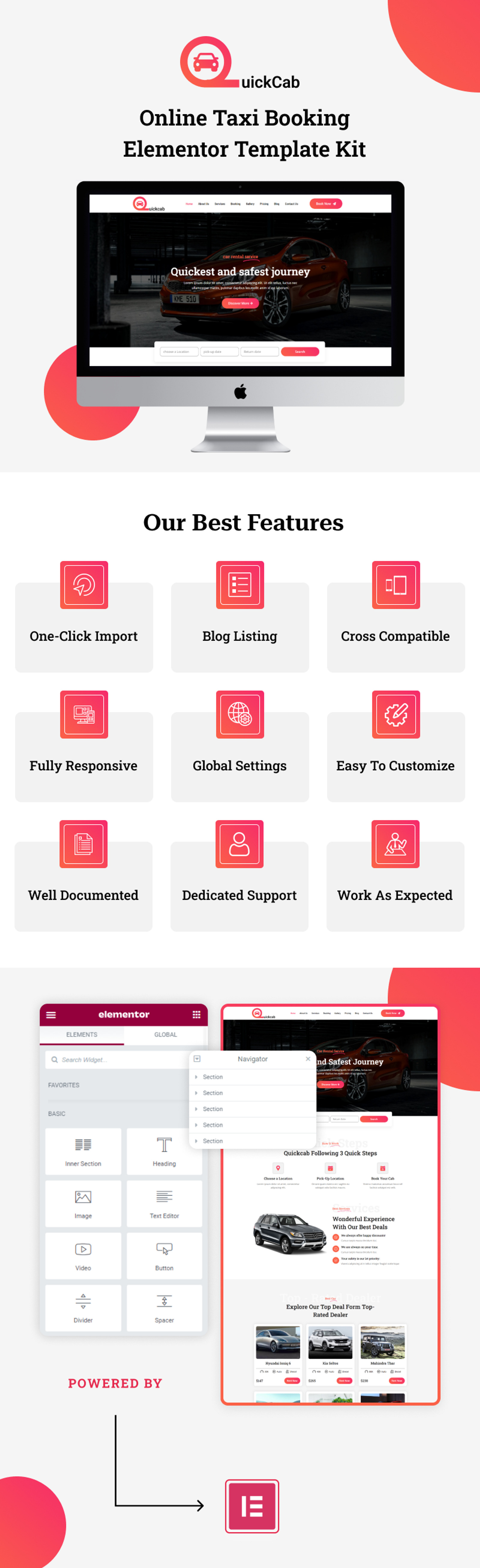 Quick Cab - Online Taxi Booking Elementor Template Kit