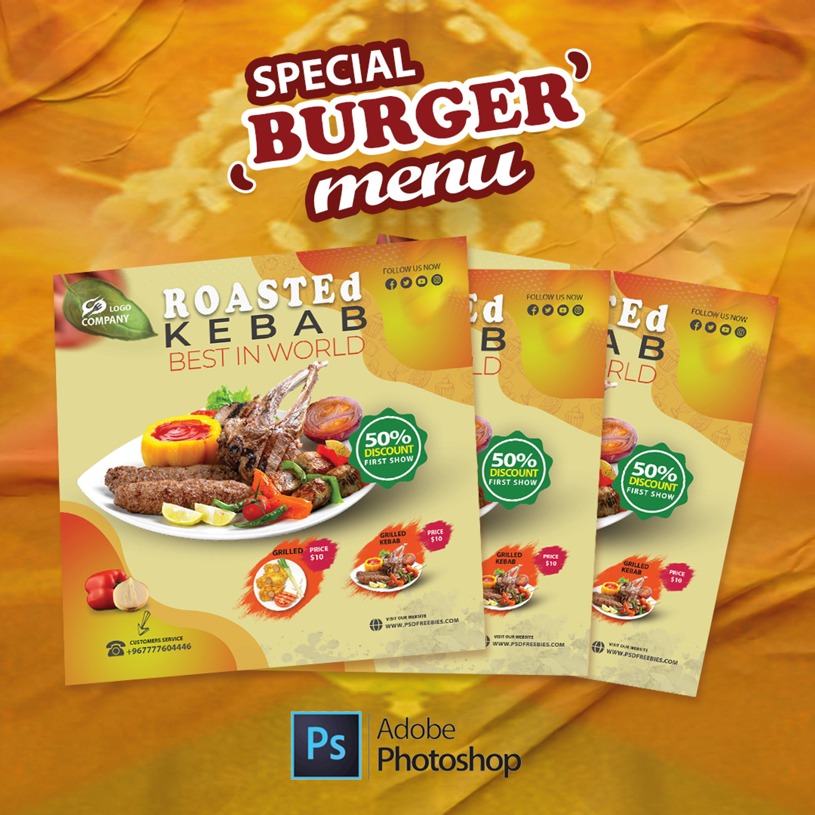 Roasted Kebab Food Menu Restaurant Banner Template