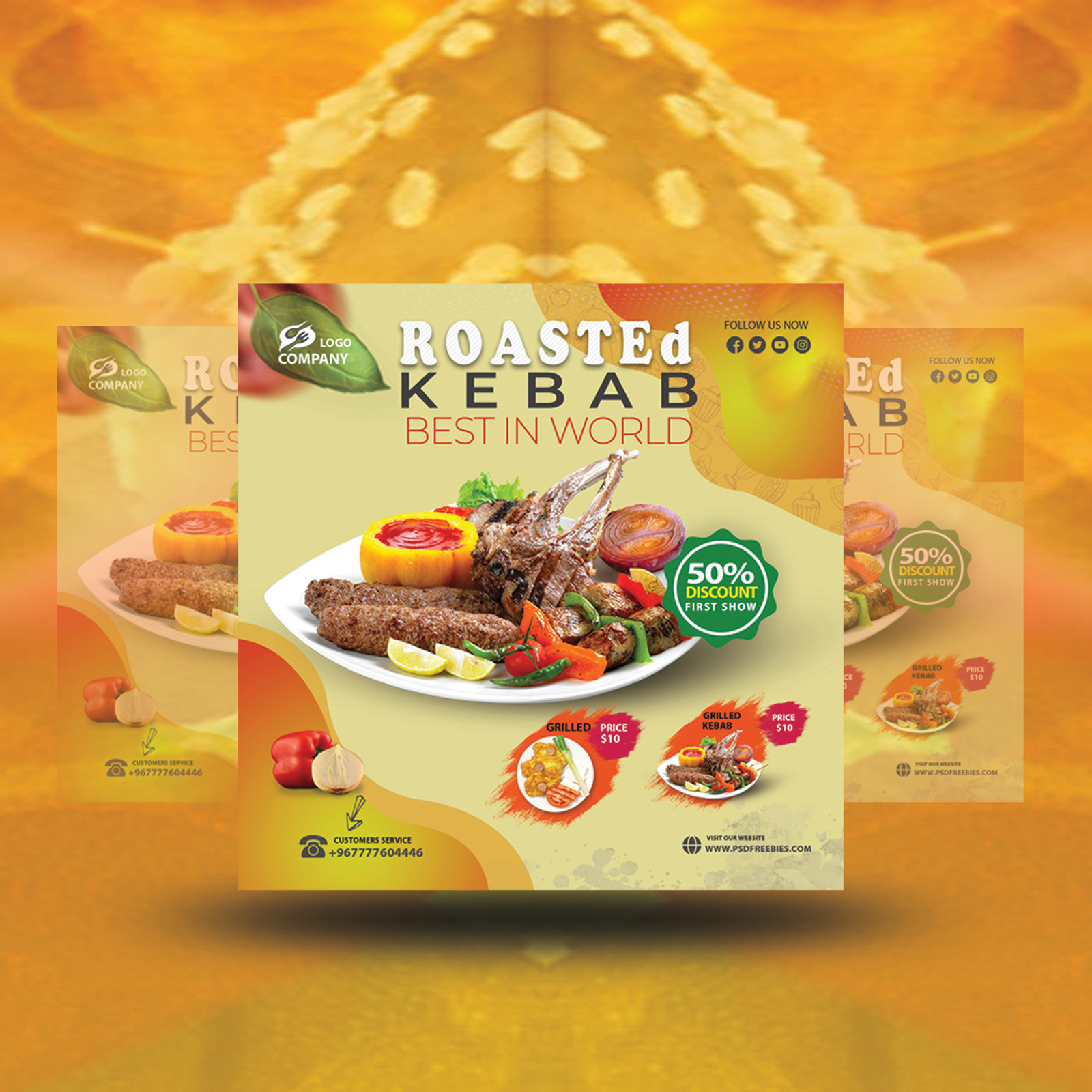 Roasted Kebab Food Menu Restaurant Banner Template