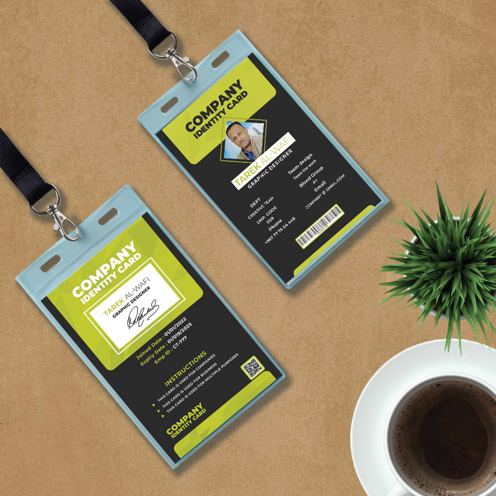 Black-Vertical Office ID Card #310266 - TemplateMonster