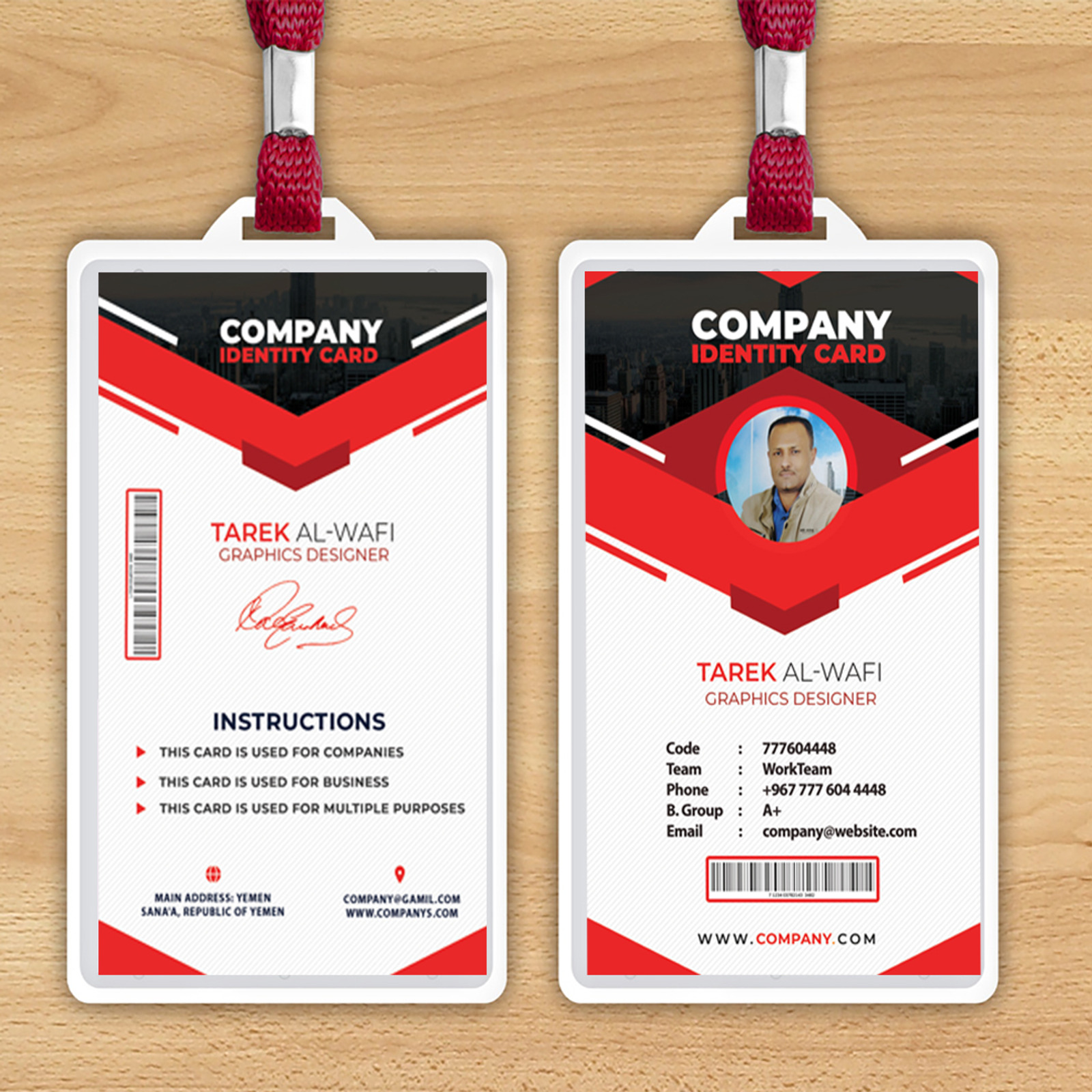 Identity Card Form - For Companies And Institutions - Red