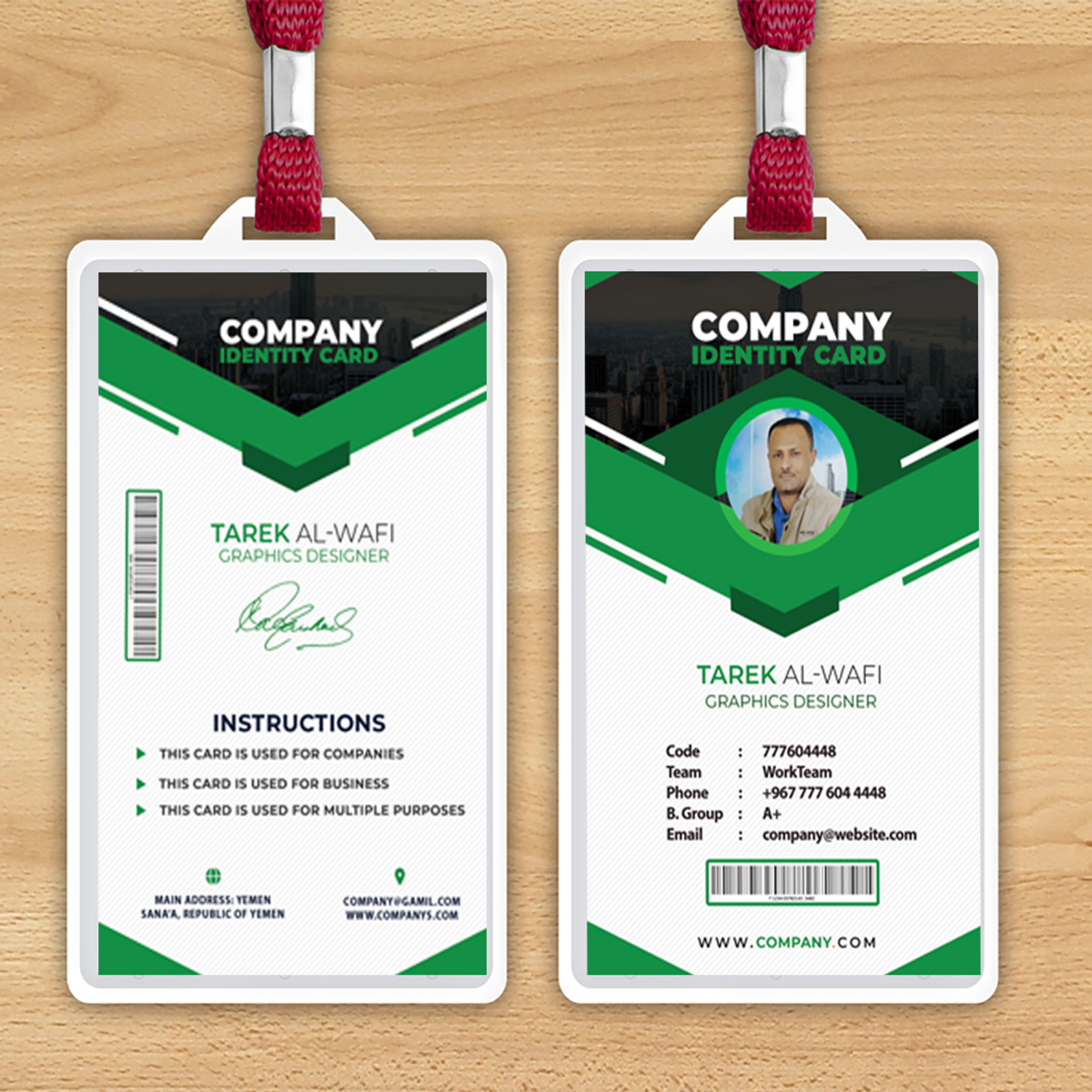 Identity Card Form - For Companies And Institutions - Green