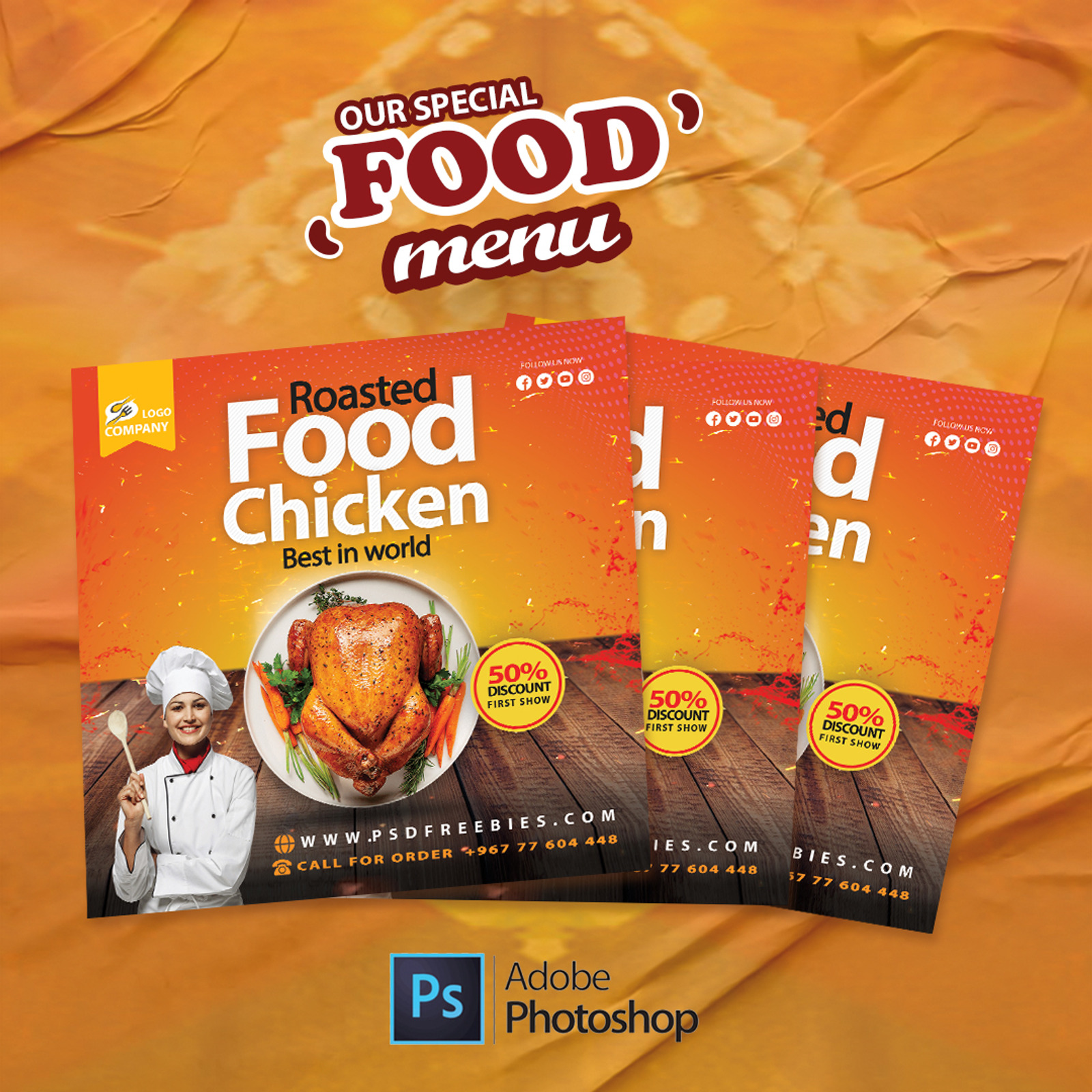 Roasted Chicken Menu Flyer Template #304593 - TemplateMonster