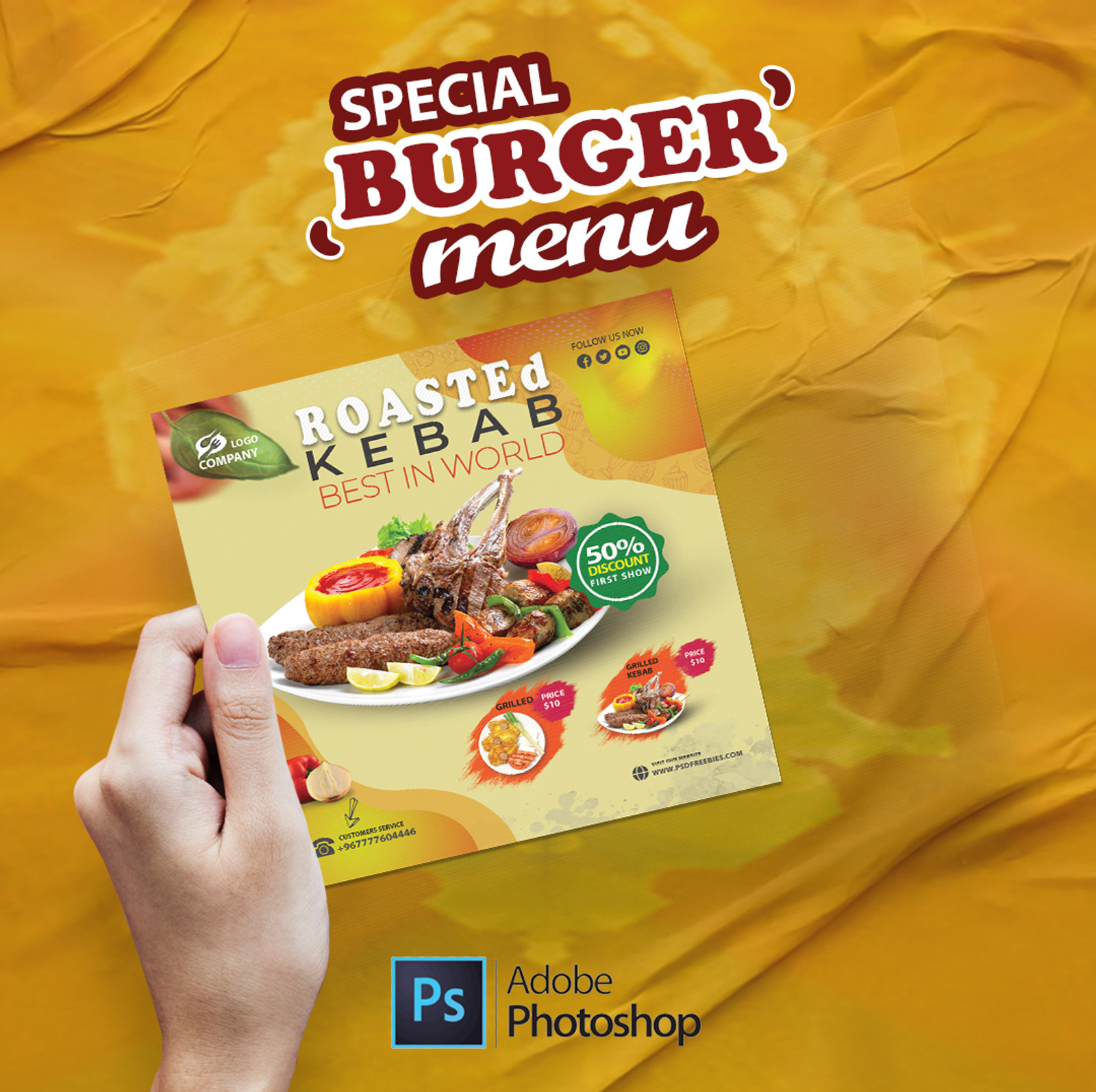 Roasted Kebab Food Menu Restaurant Banner Template