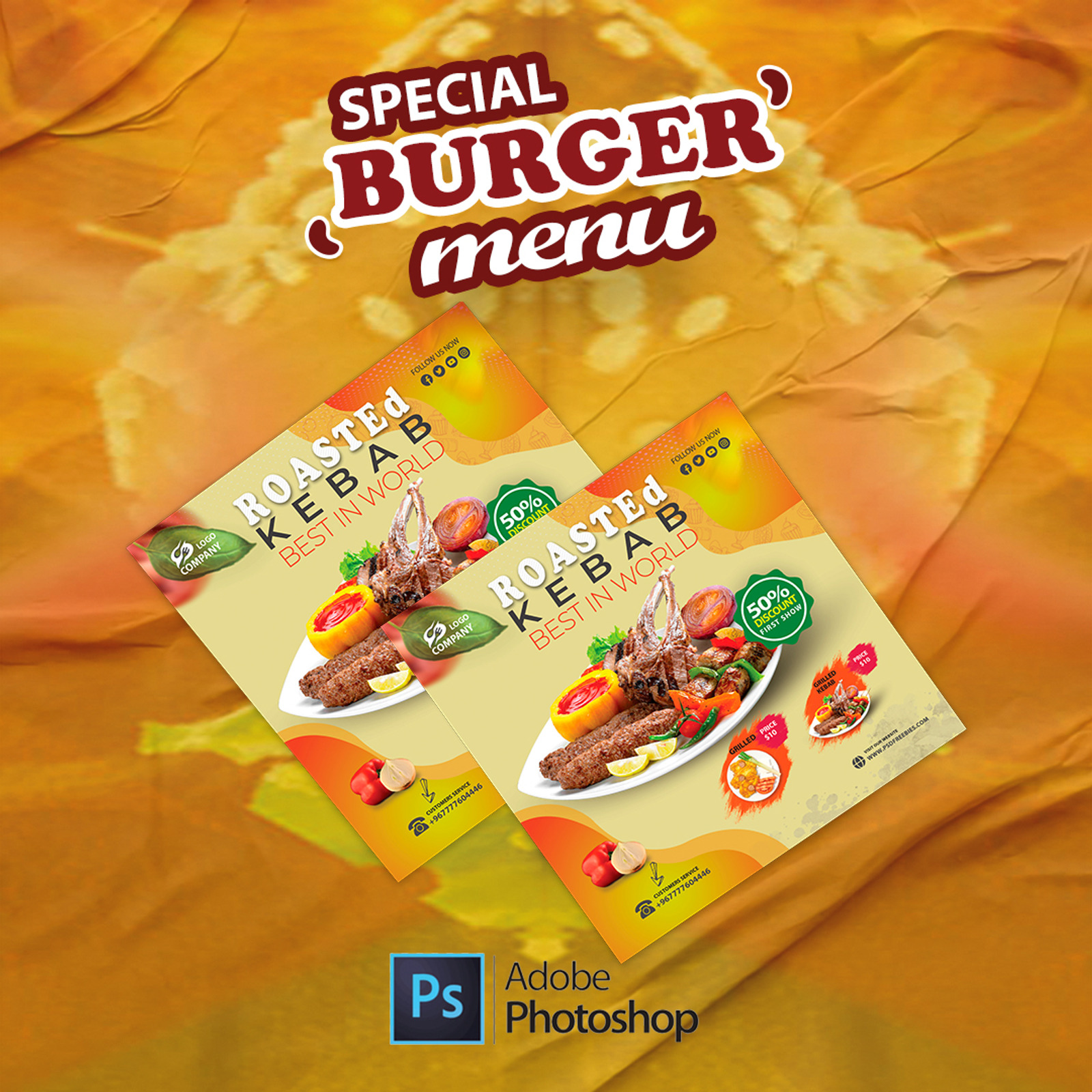 Roasted Kebab Food Menu Restaurant Banner Template