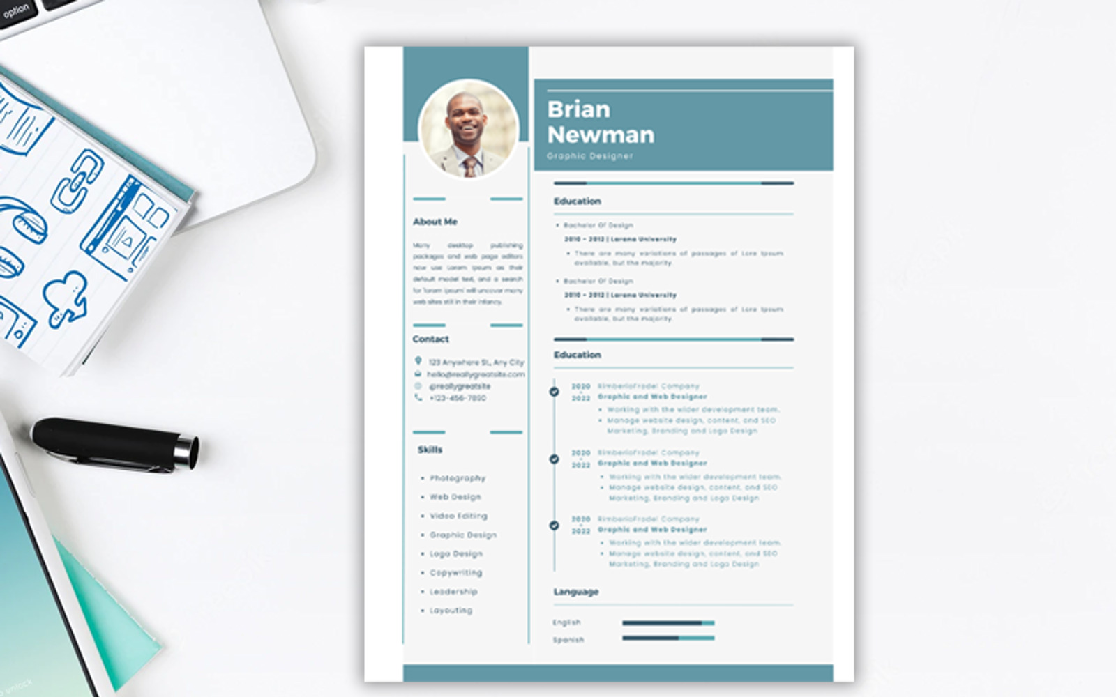 Printable Resume Template PDF Brian Newman - TemplateMonster