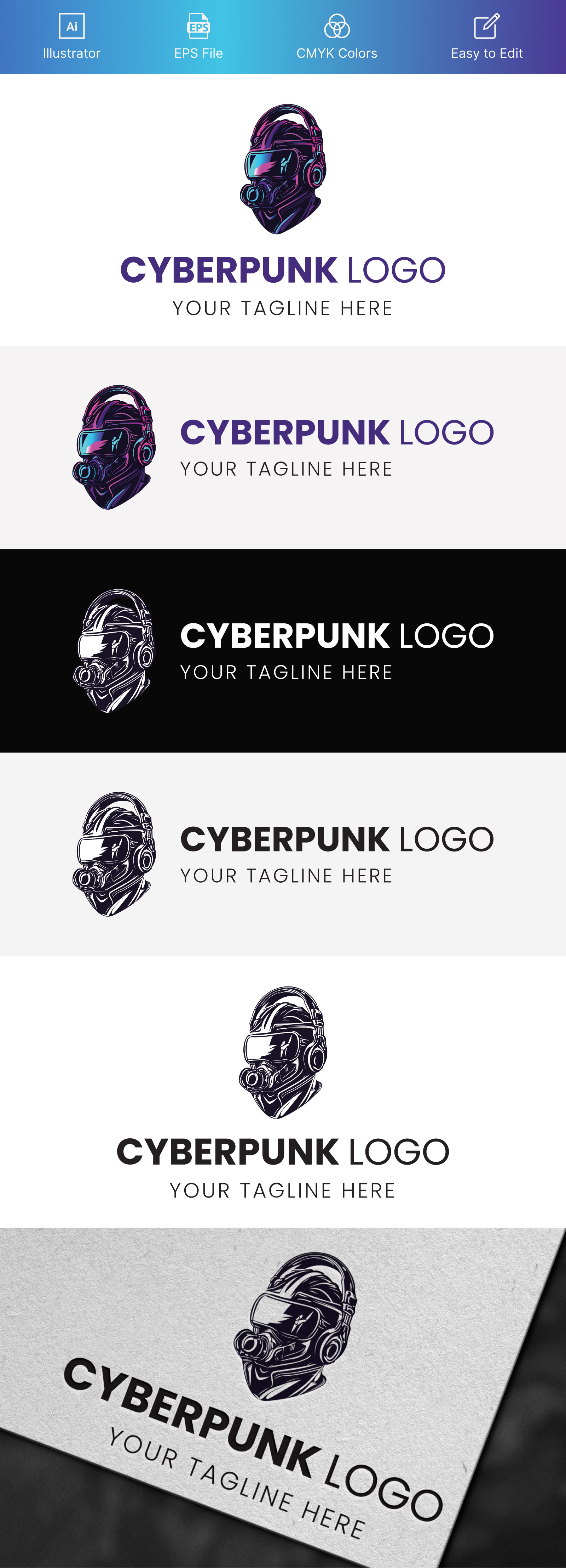 Cyborg - Cyberpunk Futuristic VR and Cyber Brand Logo Template