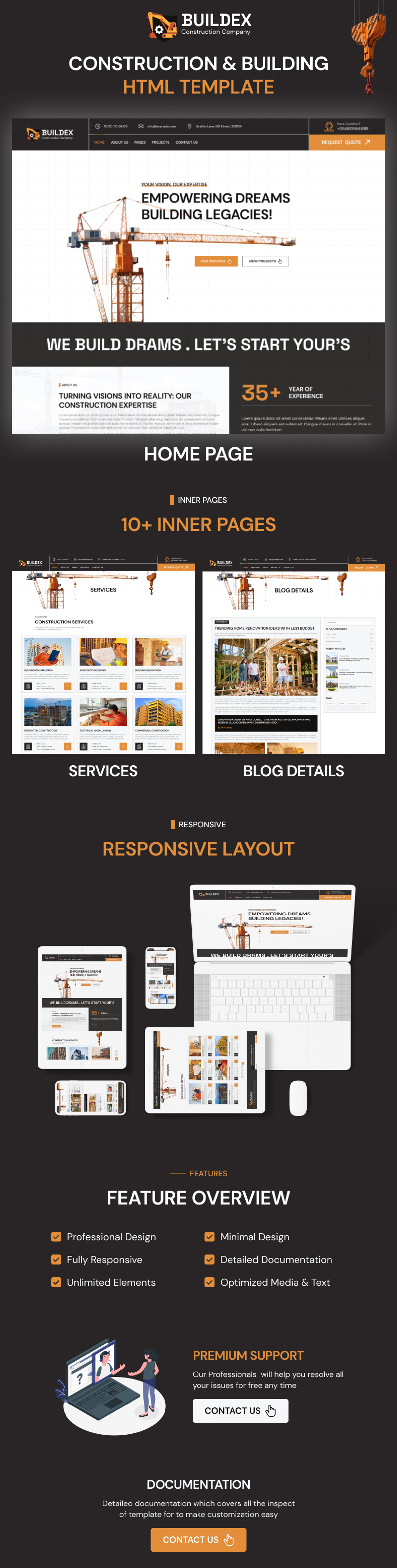 Buildex - Extensive Construction and Building Company HTML5 Website ...