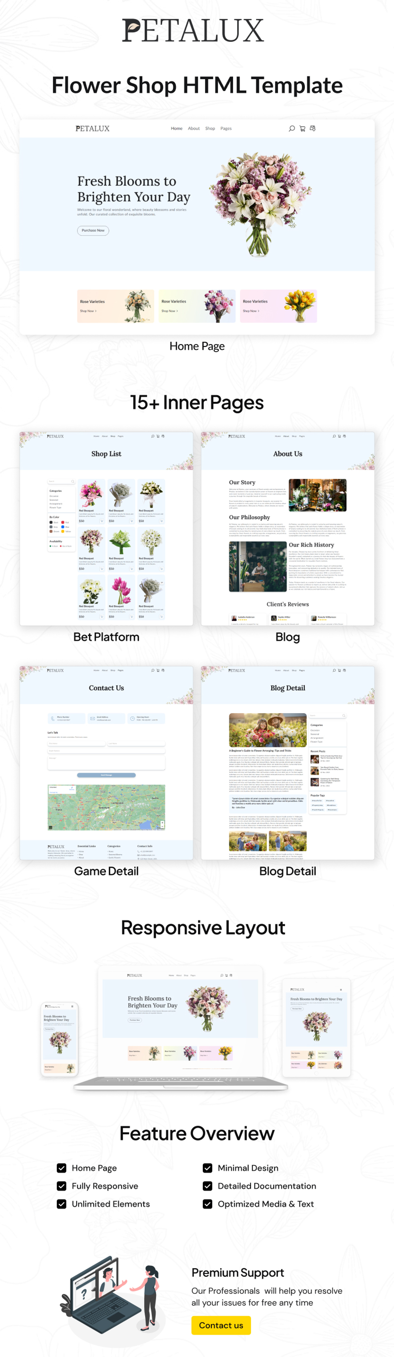 Blooming Beauty: Petalux - Your Exquisite Flower Shop eCommerce HTML ...