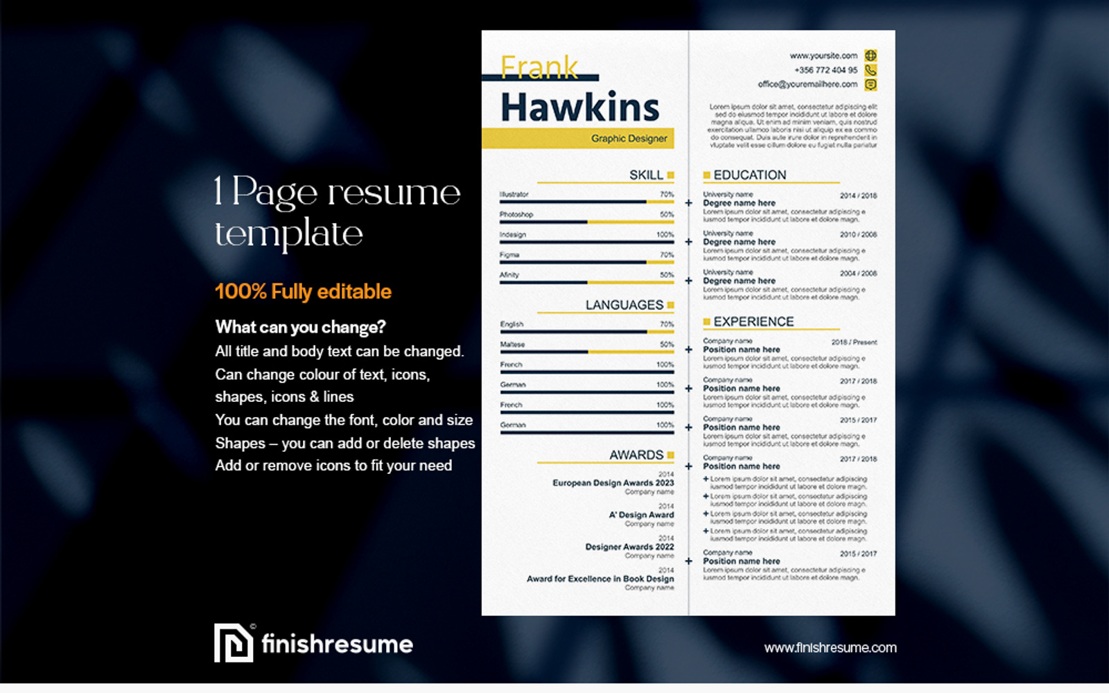 Graphic design resume template | Finish Resume