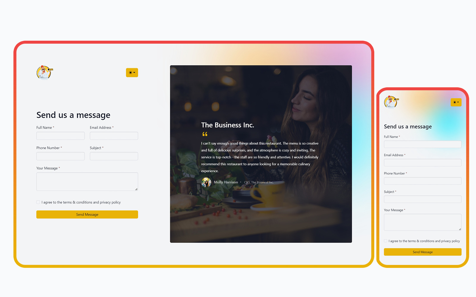 GetInTouch - Restaurant HTML Contact Us Page Template