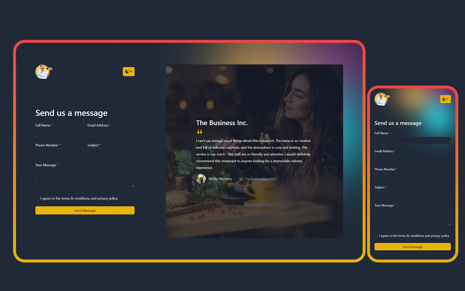 GetInTouch - Restaurant HTML Contact Us Page Template