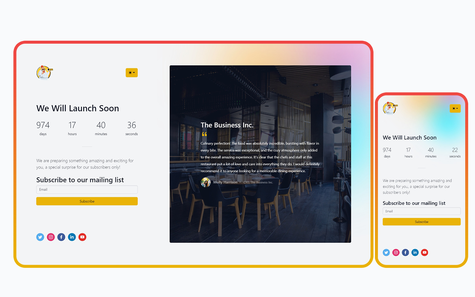 TastyComing - Restaurant HTML Coming Soon Page Template