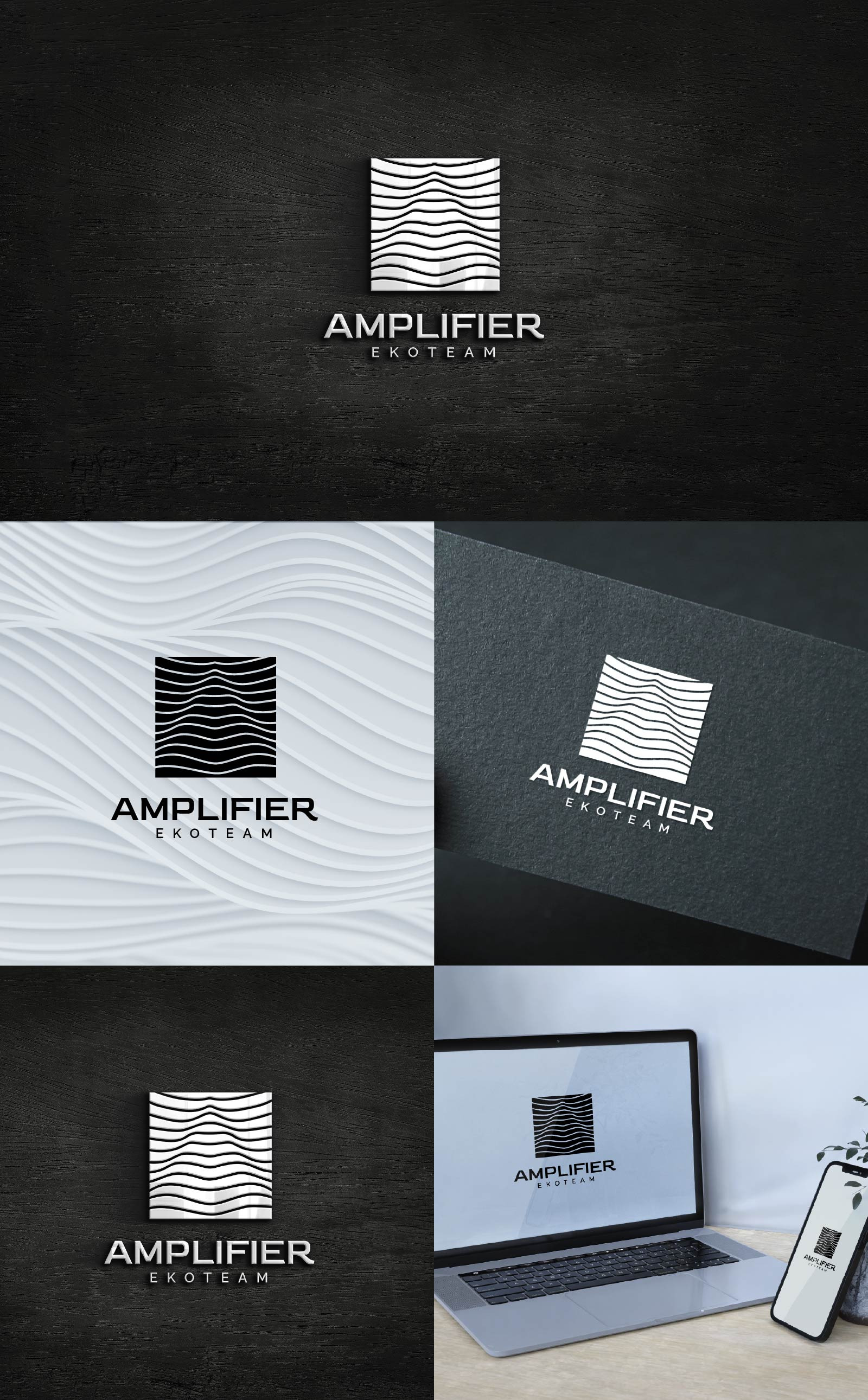 Amplifier eko wave abstract logo design template