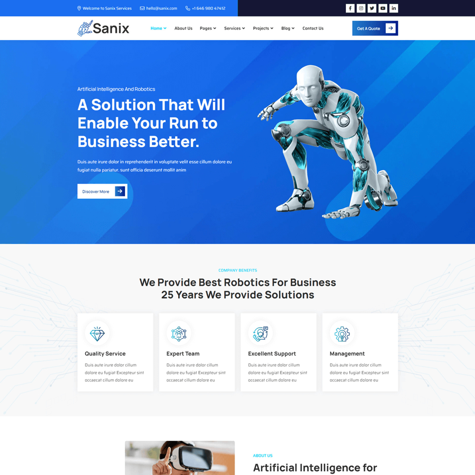 Sanix - Robotics & AI Technology HTML Template + RTL Supported