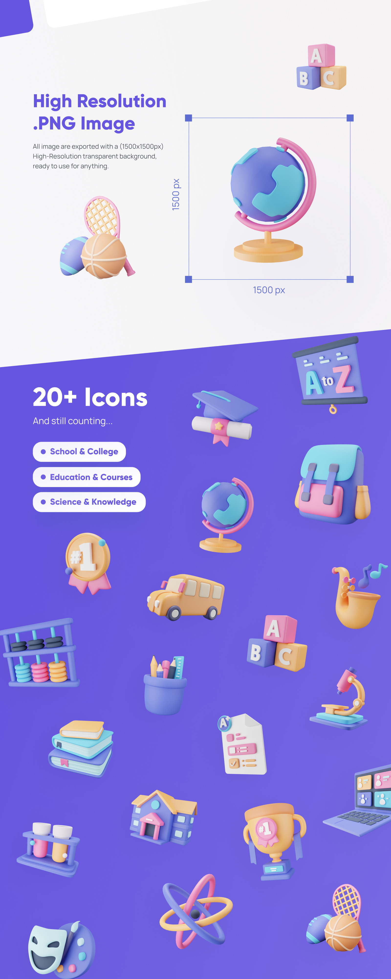 Educally - Education 3D Icon Set #352225 - TemplateMonster