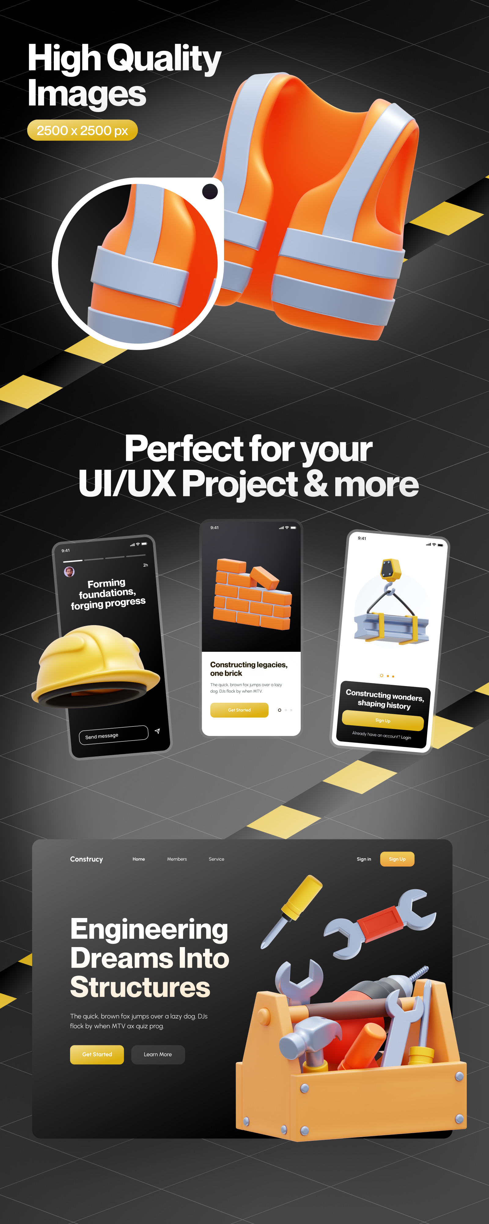 Construcy - Building & Construction 3D Icon Set