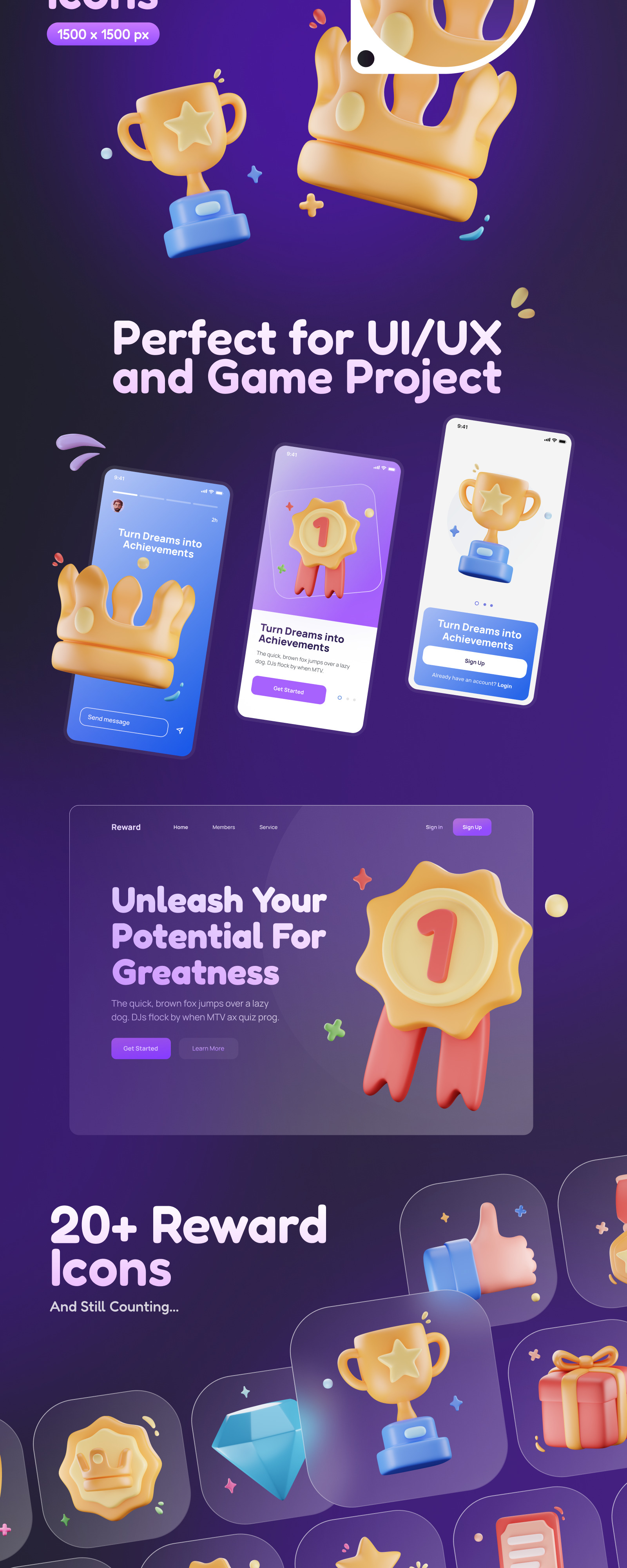Awardly - Reward & Achievement 3D Icon Set