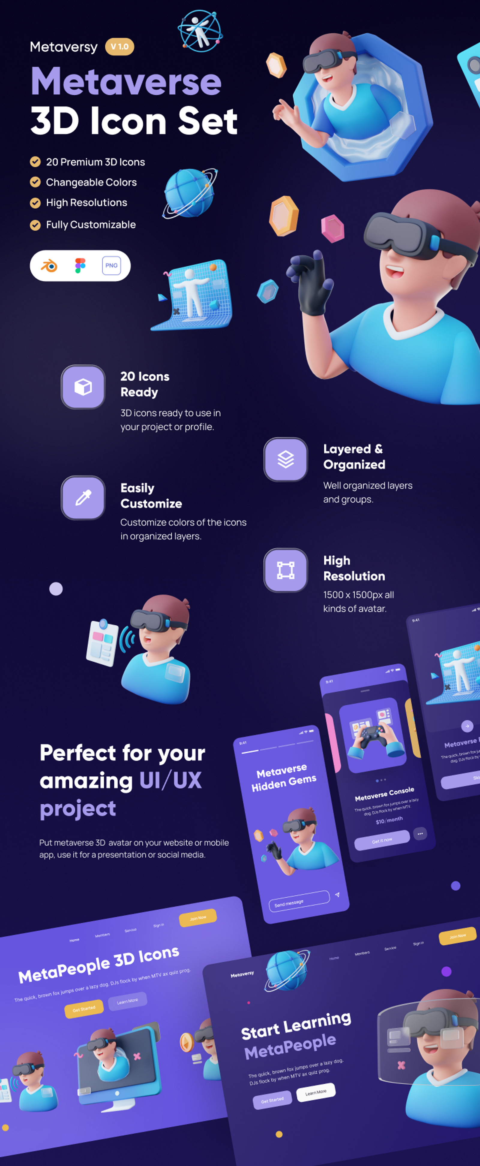 Metaversy - Metaverse 3D Icon Set #351147 - TemplateMonster