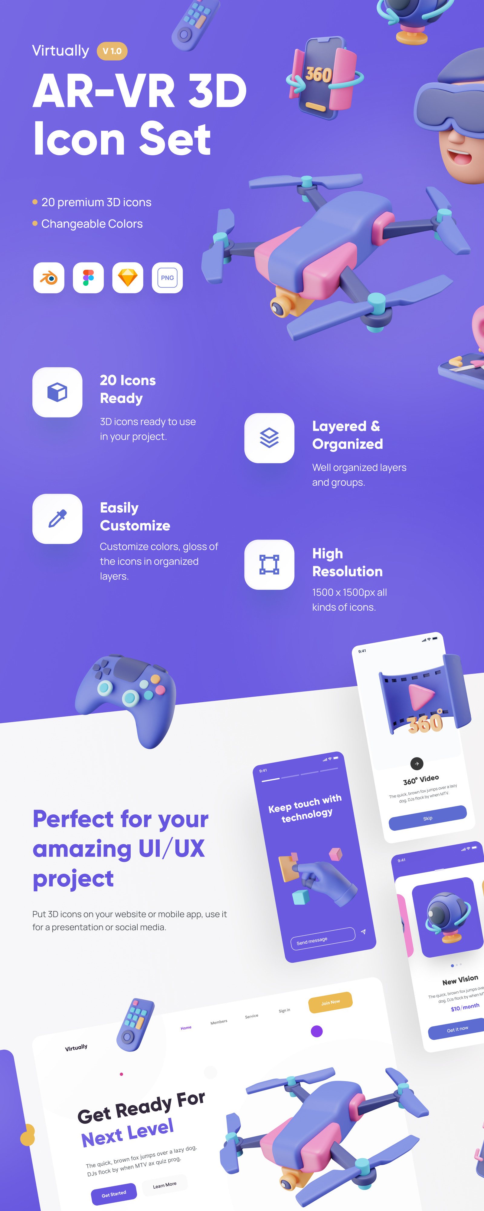 Virtually - AR-VR 3D Icon Set #352024 - TemplateMonster