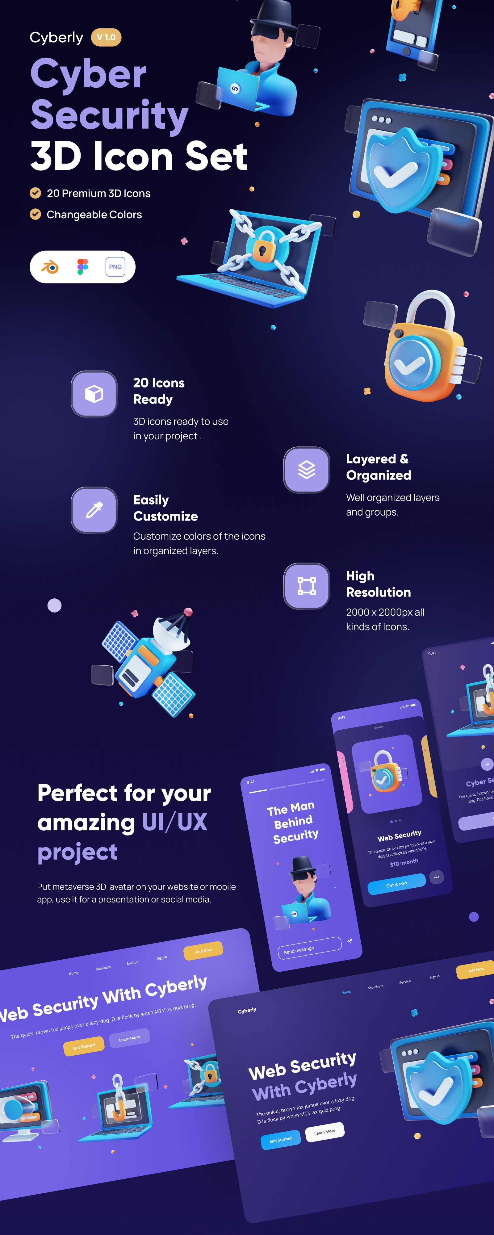 Cyberly - Cyber Security 3D Icon Set - TemplateMonster