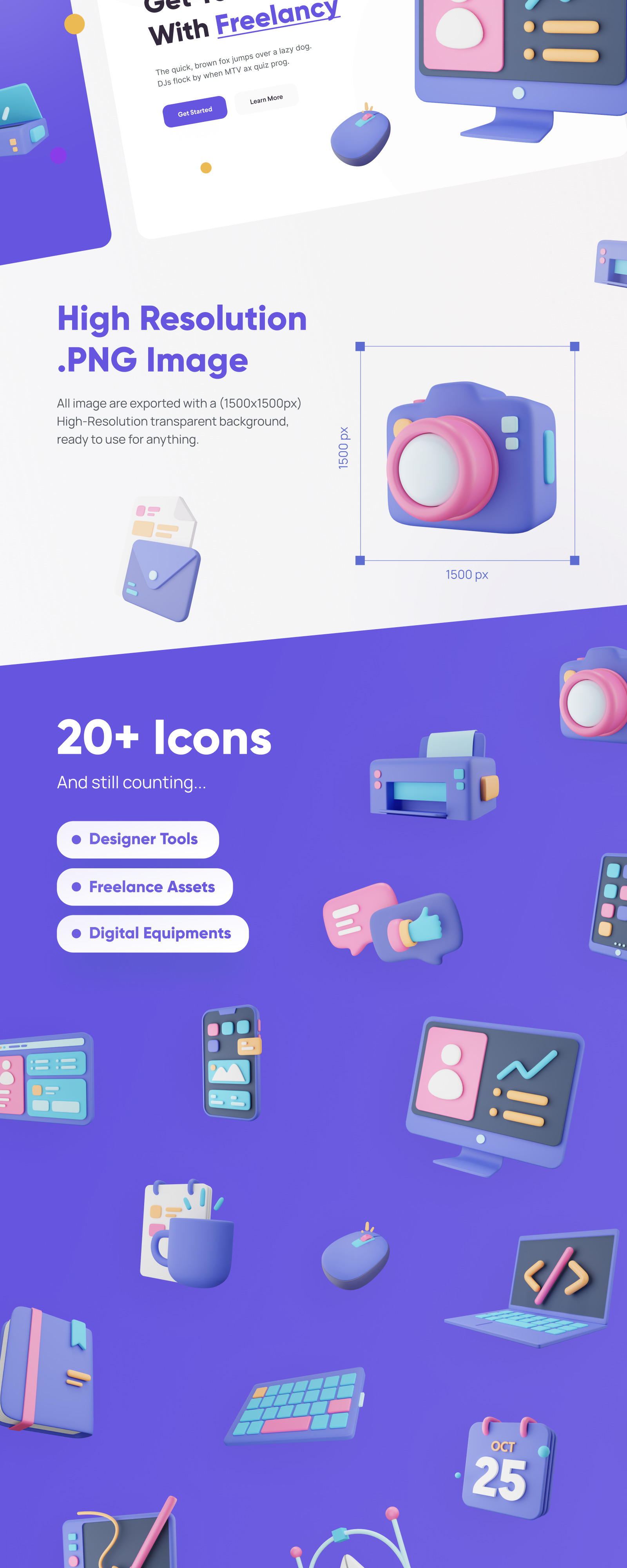 Freelancy - Freelance 3D Icon Set #352226 - TemplateMonster