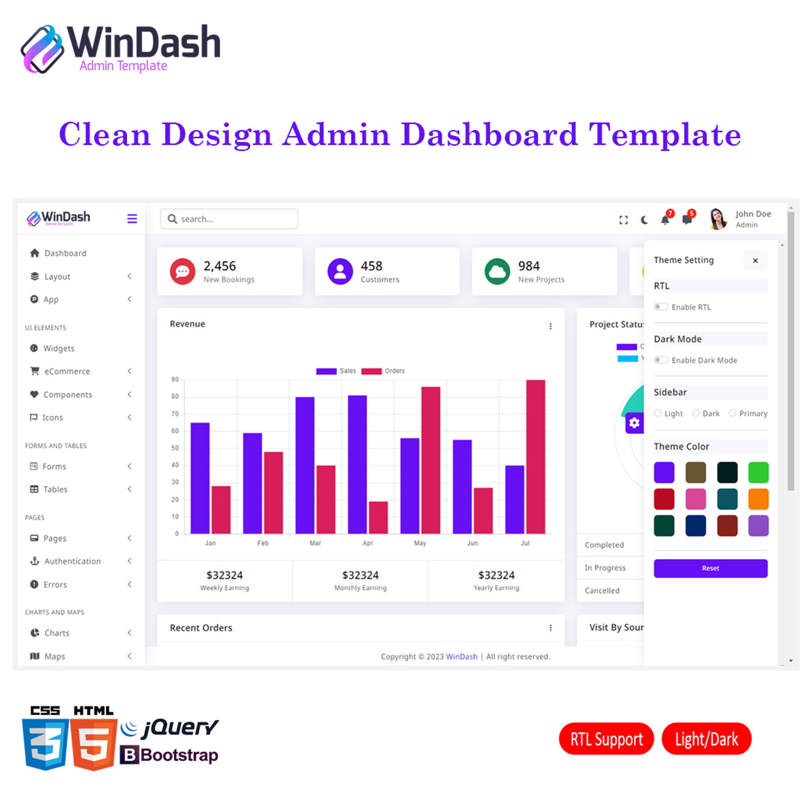 WinDash - Multipurpose Admin Dashboard Bootstrap 5 Template