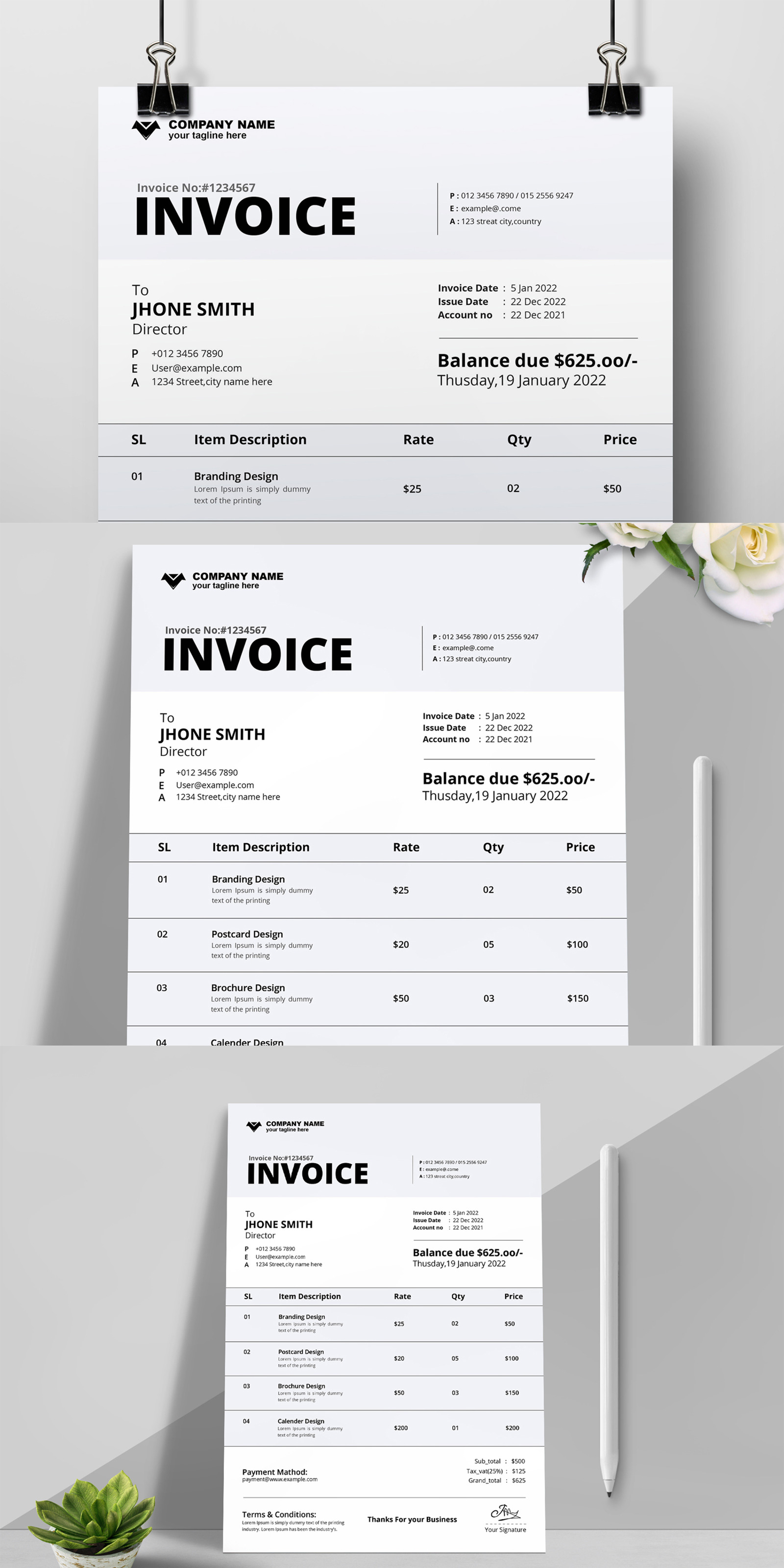 New Invoice Templates Layout #375025 - TemplateMonster