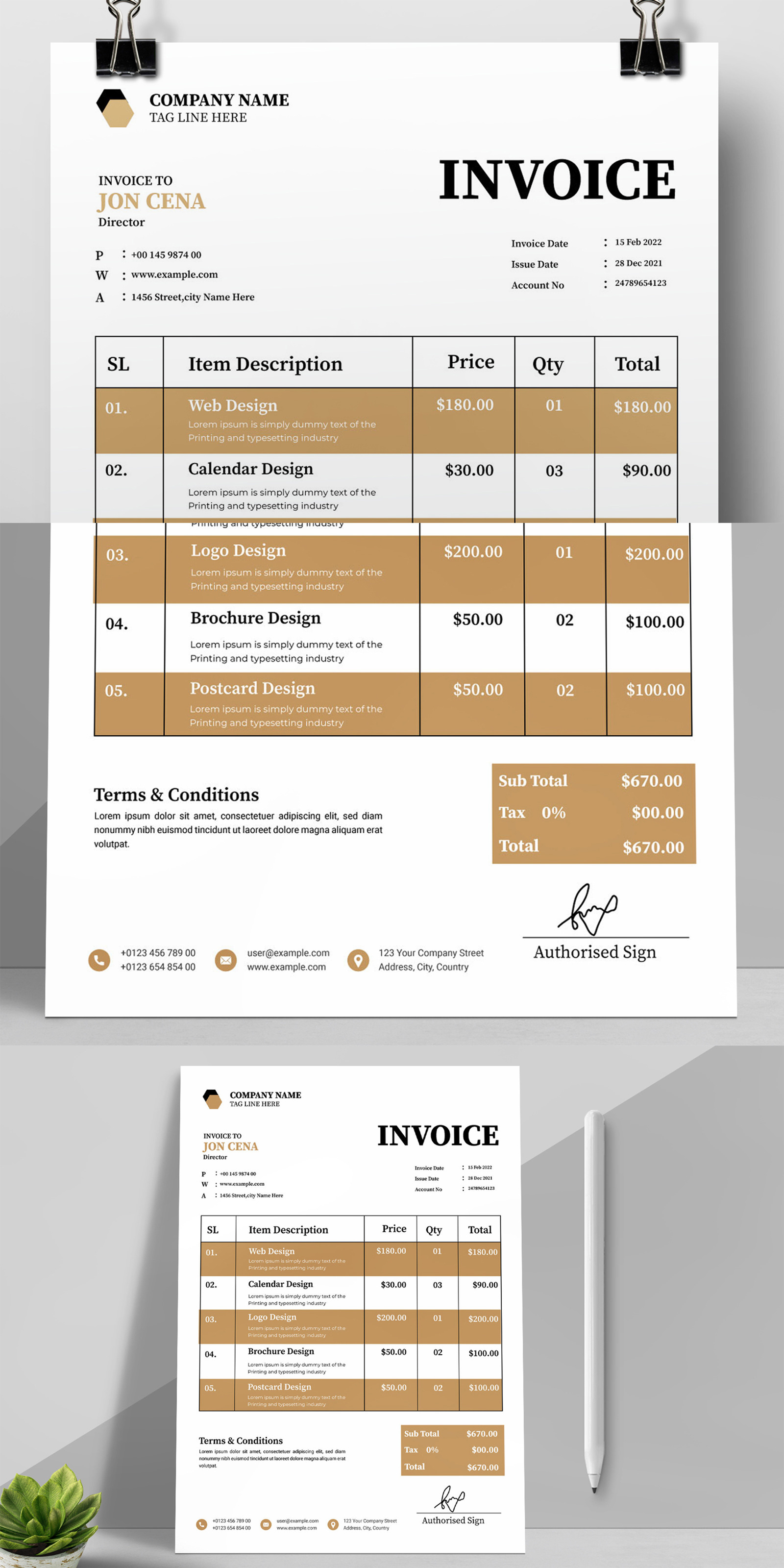 Corporate Invoice Design Layout #377813 - TemplateMonster