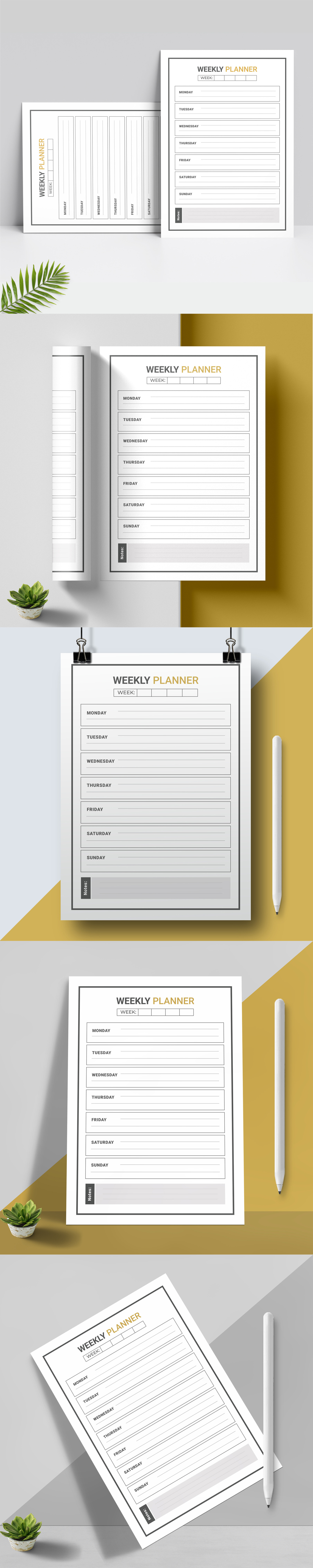 Printable Weekly Planner template layout - TemplateMonster