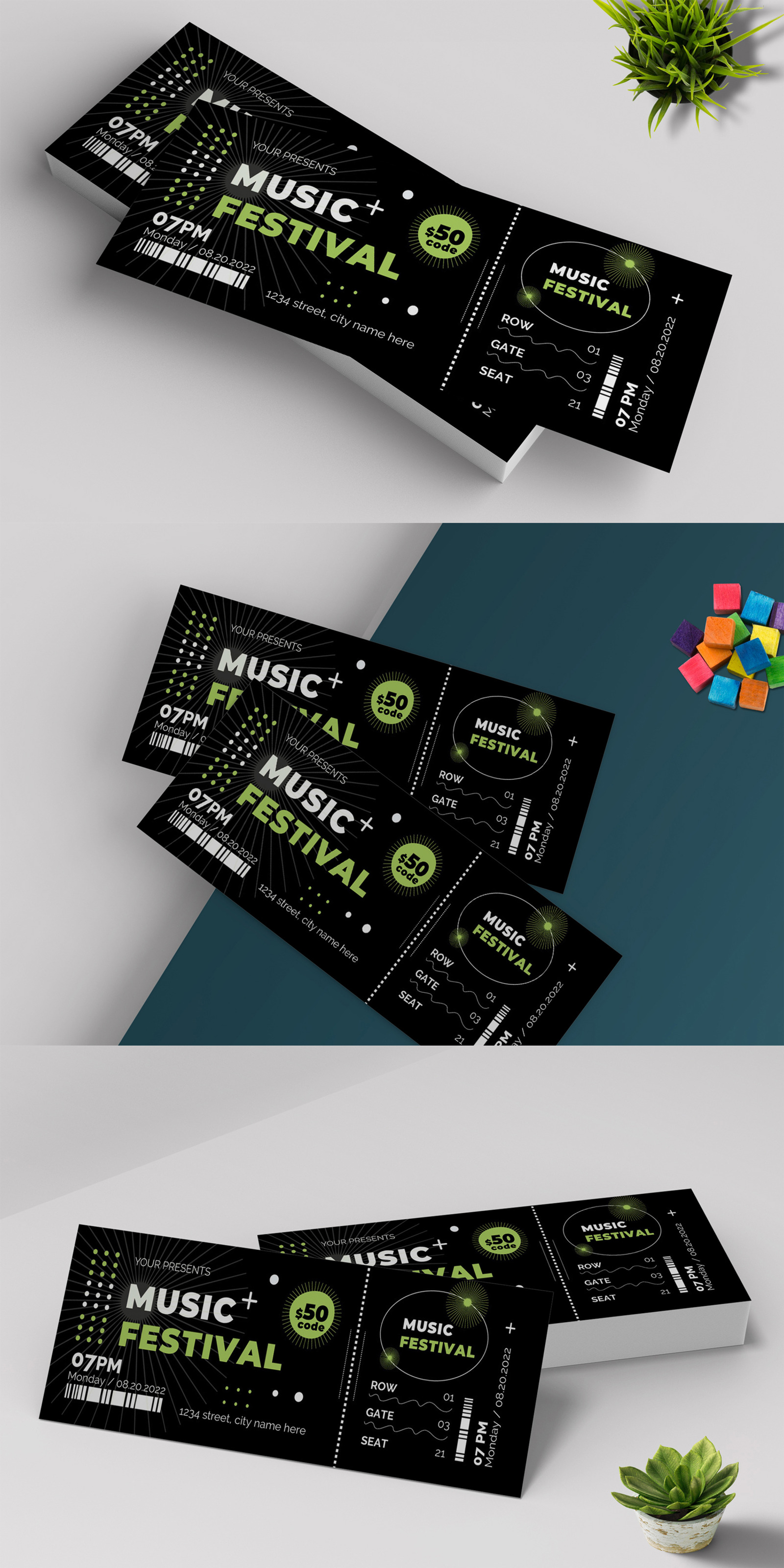 Music Festival Ticket Template #379047 - TemplateMonster
