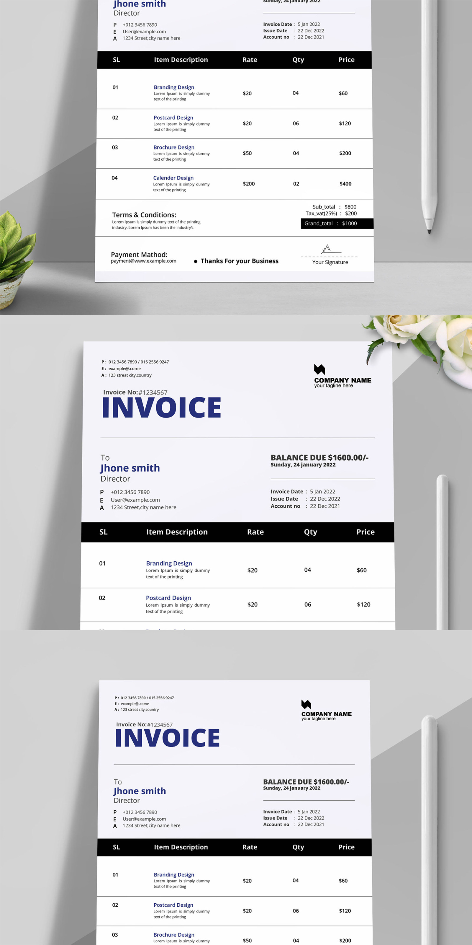 Corporate Invoice Layout Template #375119 - TemplateMonster