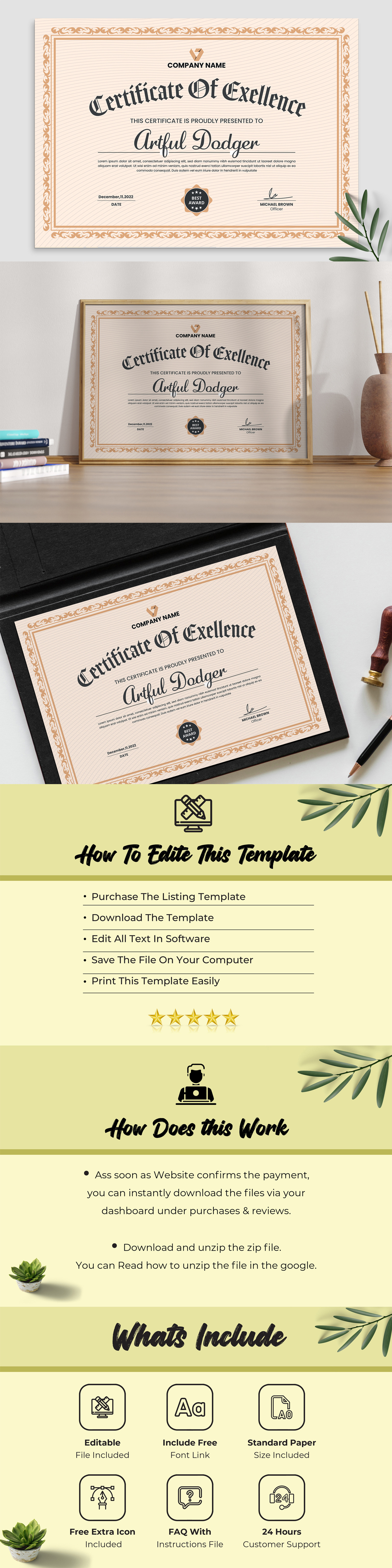 Excellence Certificate Template Layout - TemplateMonster