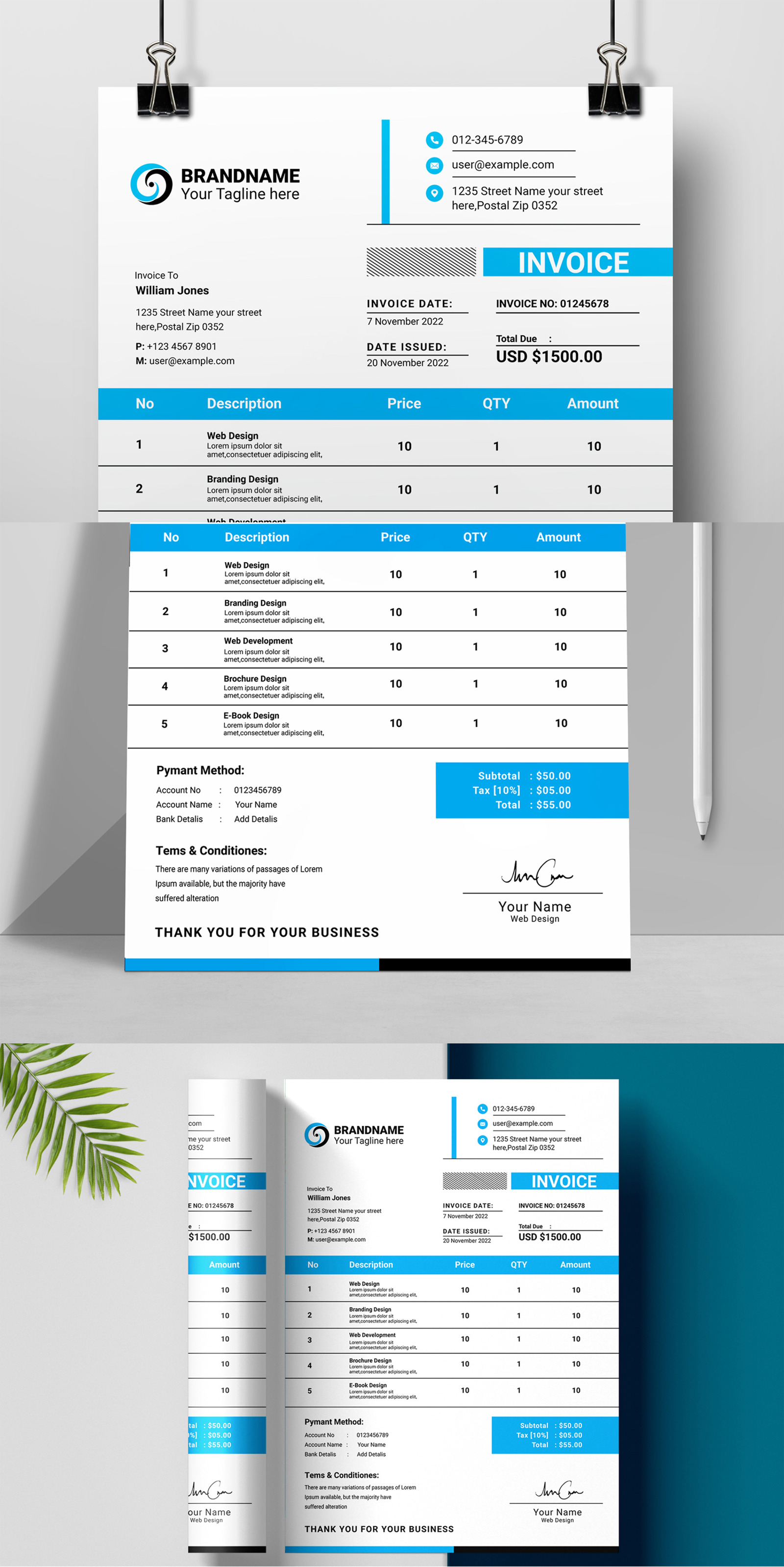 New Invoice Template Layout #377844 - TemplateMonster