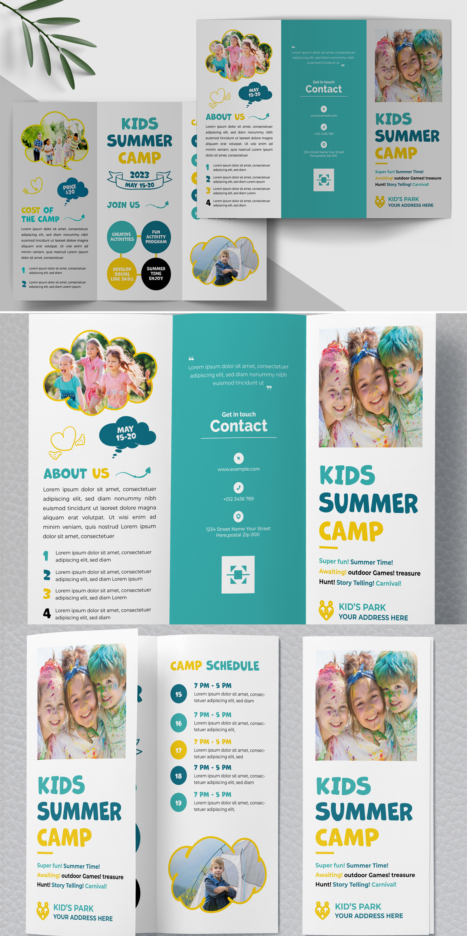 Kids Summer Camp Trifold Brochure #379593 - TemplateMonster